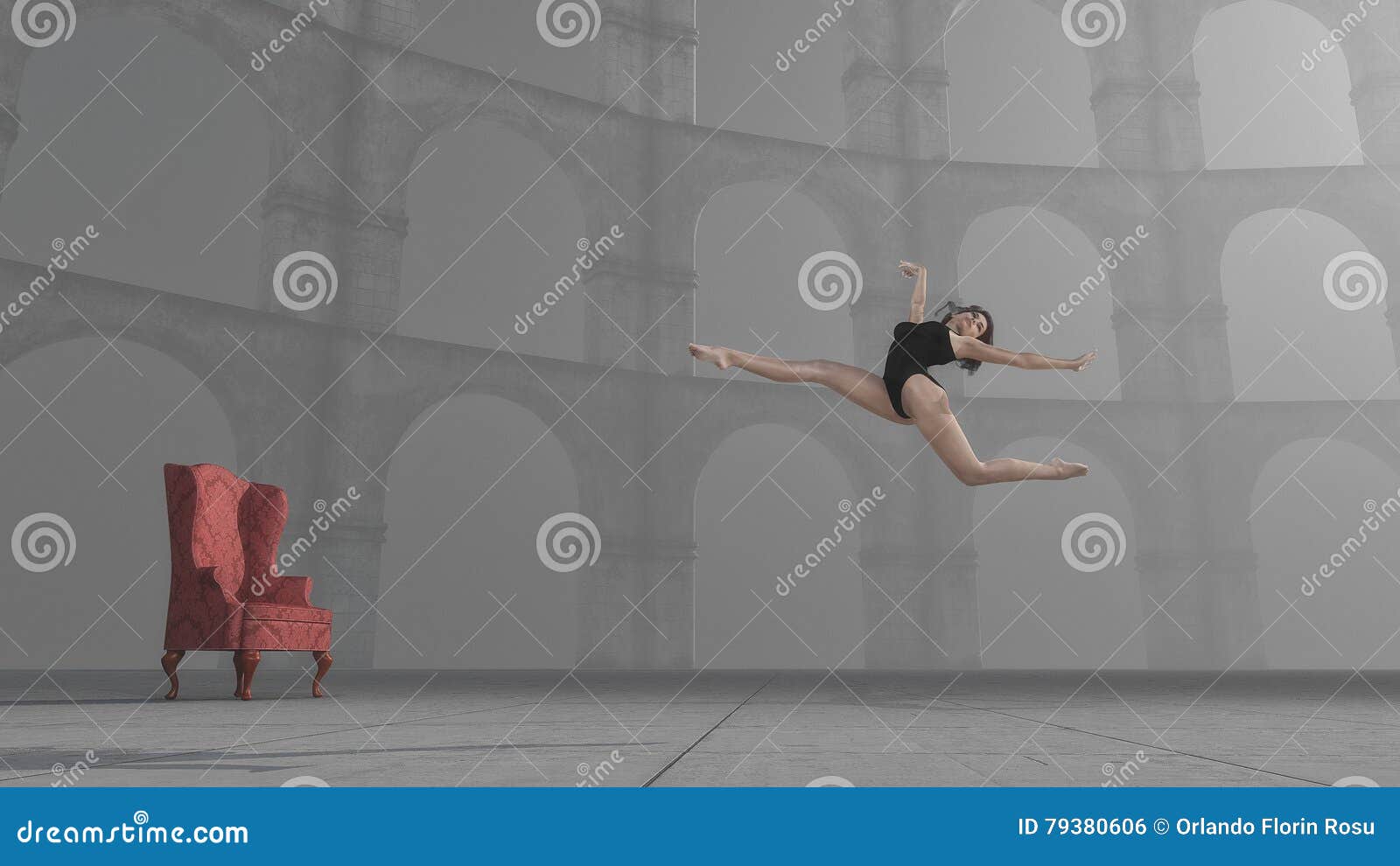 Gymnast leap stock illustration. Illustration of dancer - 79380606