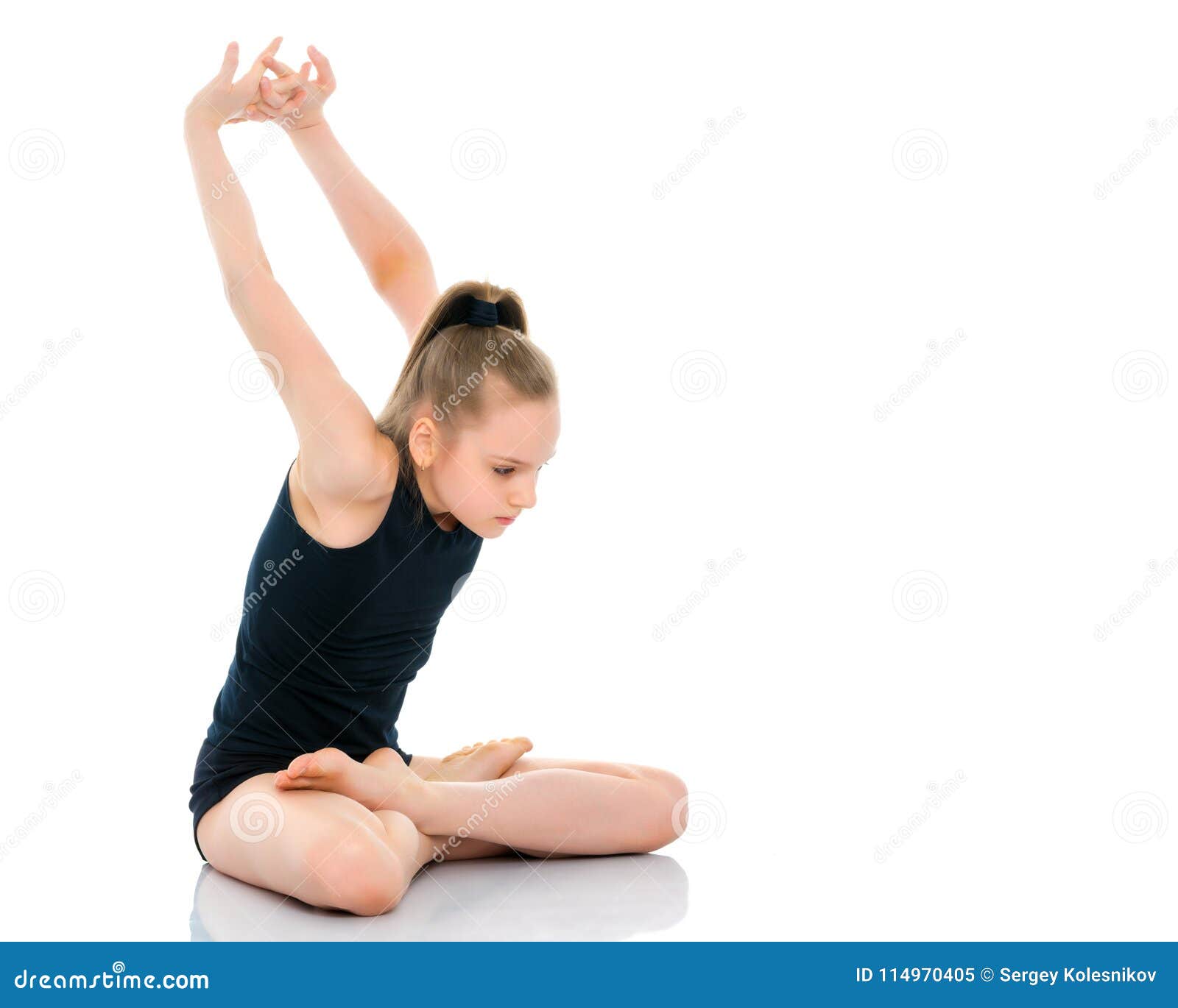 The Gymnast Perform an Acrobatic Element on the Floor. Stock Image ...