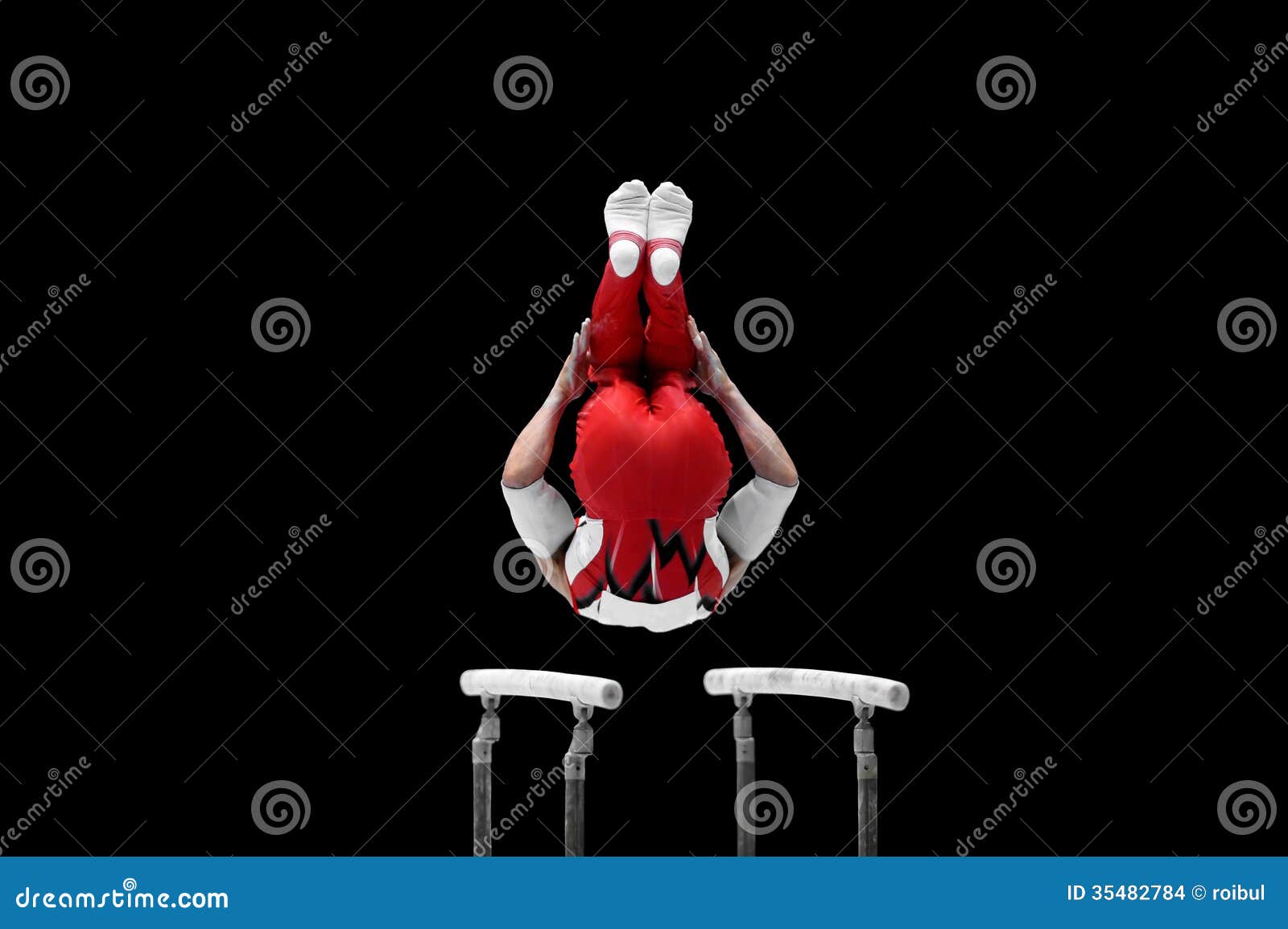 Gymnast Performs on the Parallel Bars Stock Photo - Image of horizontal ...