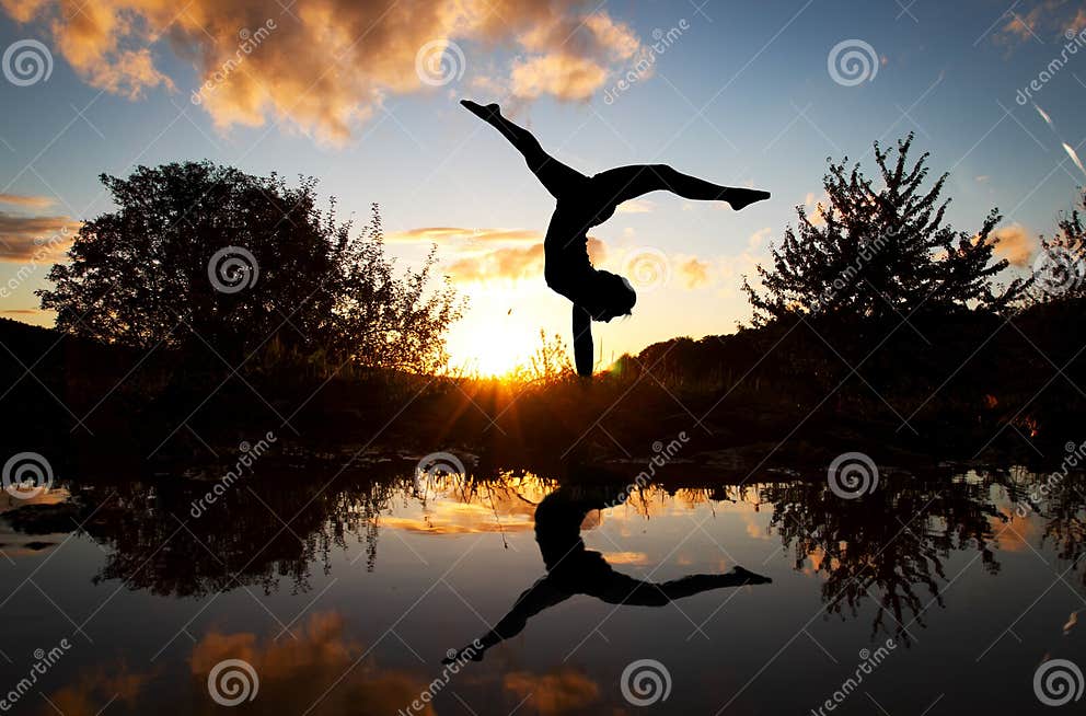Gymnast in sunset stock image. Image of active, beautiful - 28106877