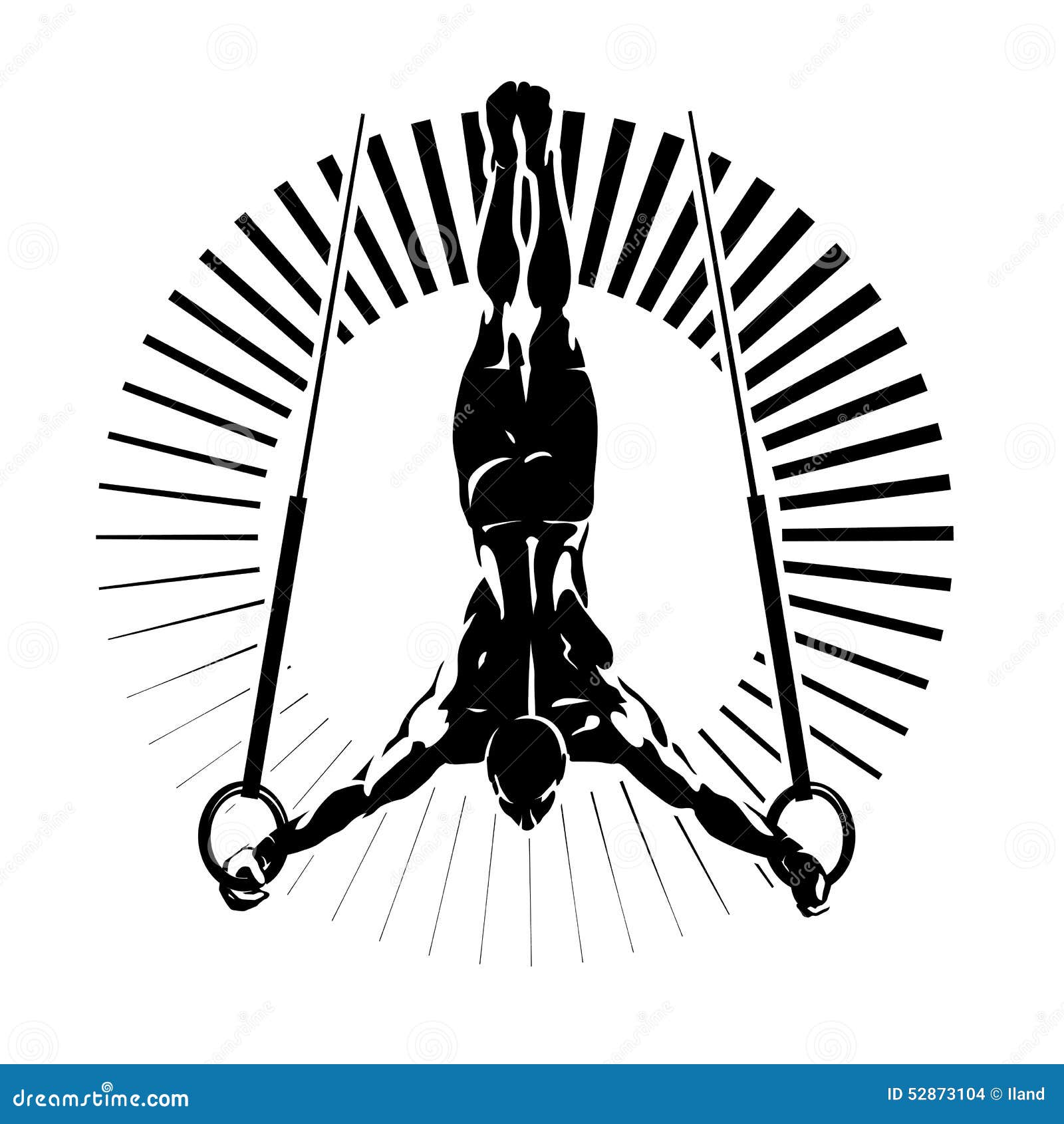 Gymnastics Rings. Bearded Mustache Bald Man With Muscles Hanging On The ...