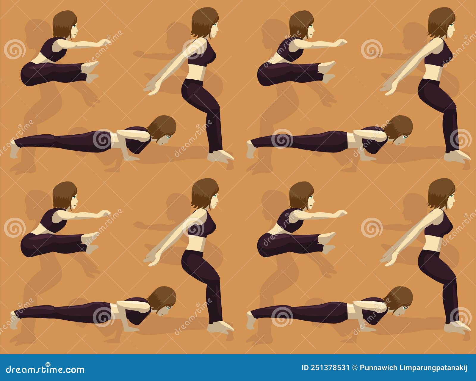 Gymnastic Moves Straddle Jump Seamless Wallpaper Background Stock ...