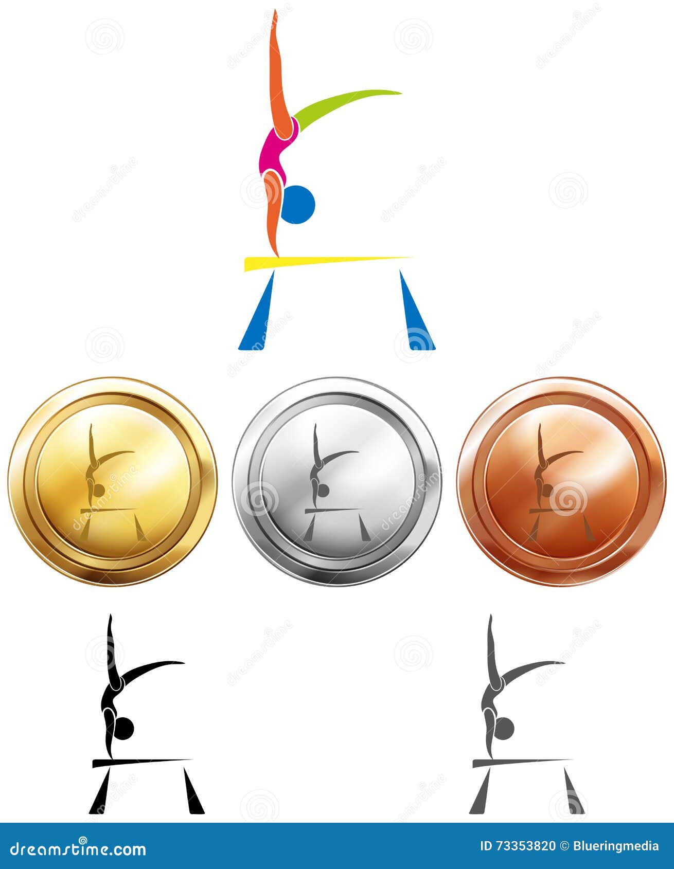 Gymnastics on Balance Bar and Medals Stock Vector - Illustration of ...