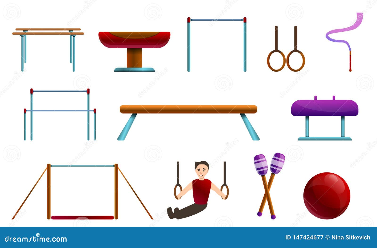 Gymnastics Equipment Icons Set, Cartoon Style Stock Vector ... Gymnastics Equipment Icons Set, Cartoon Style Stock Vector ...