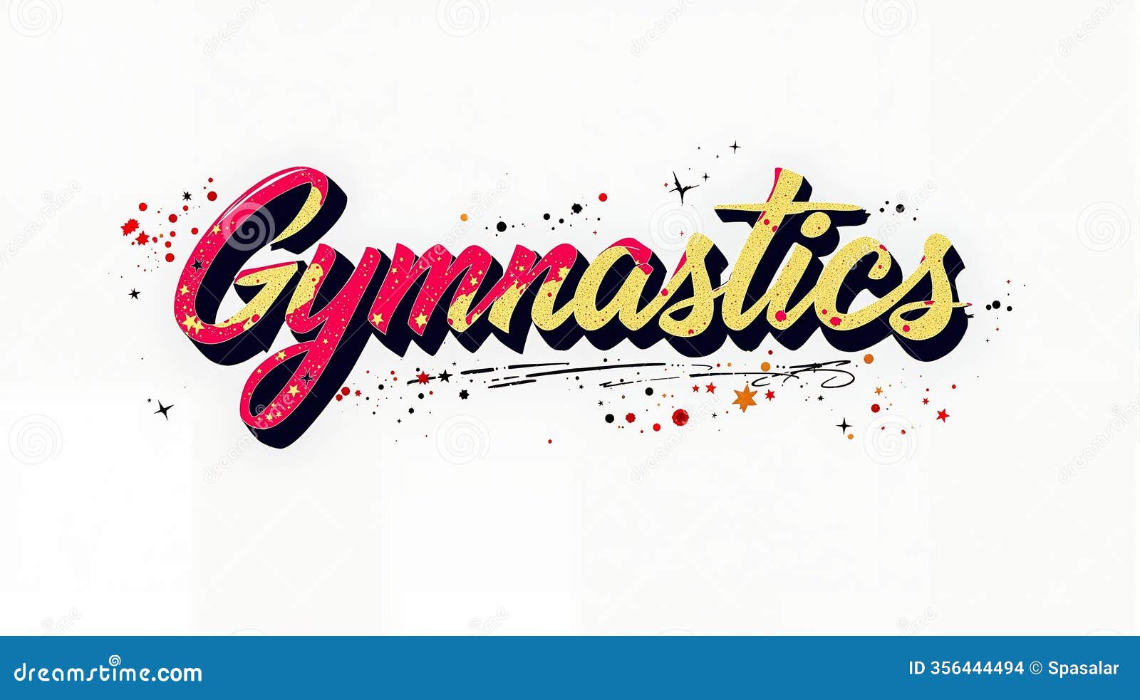 Gymnastics - Handwritten Lettering Illustration Design. Stock ...