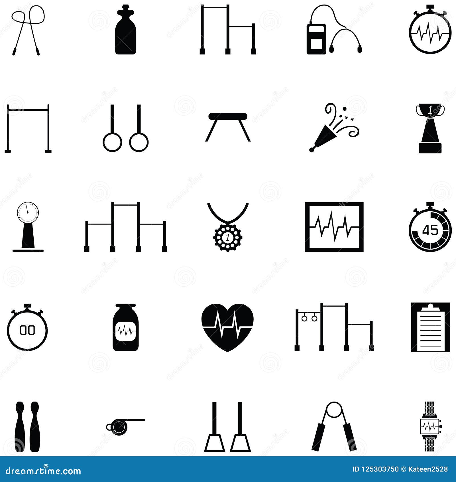 Gymnastics icon set stock vector. Illustration of icon - 125303750