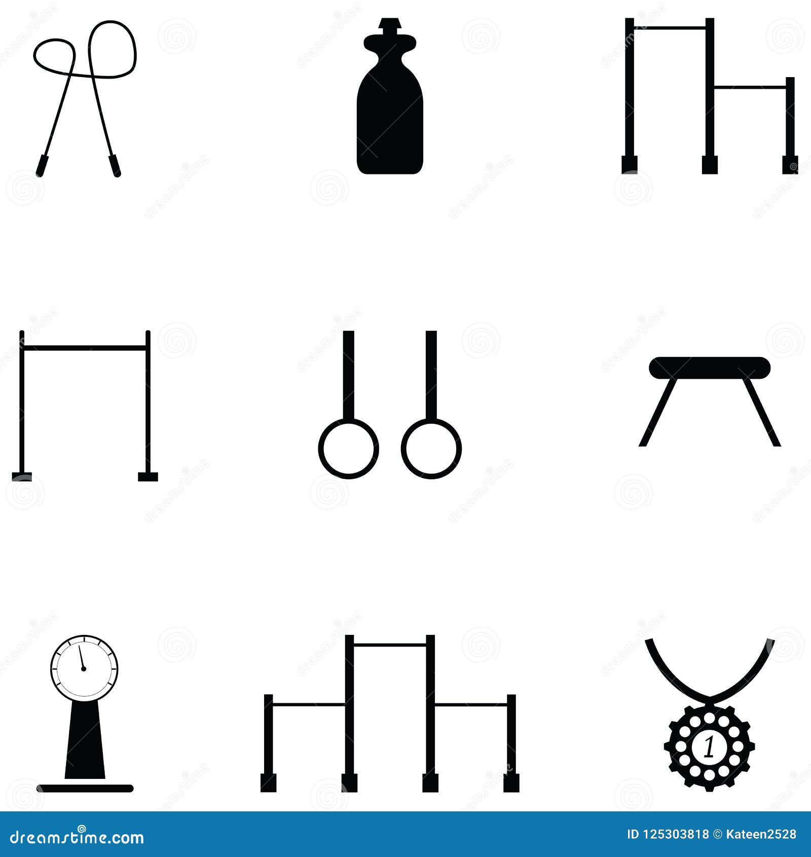Gymnastics icon set stock vector. Illustration of bars - 125303818