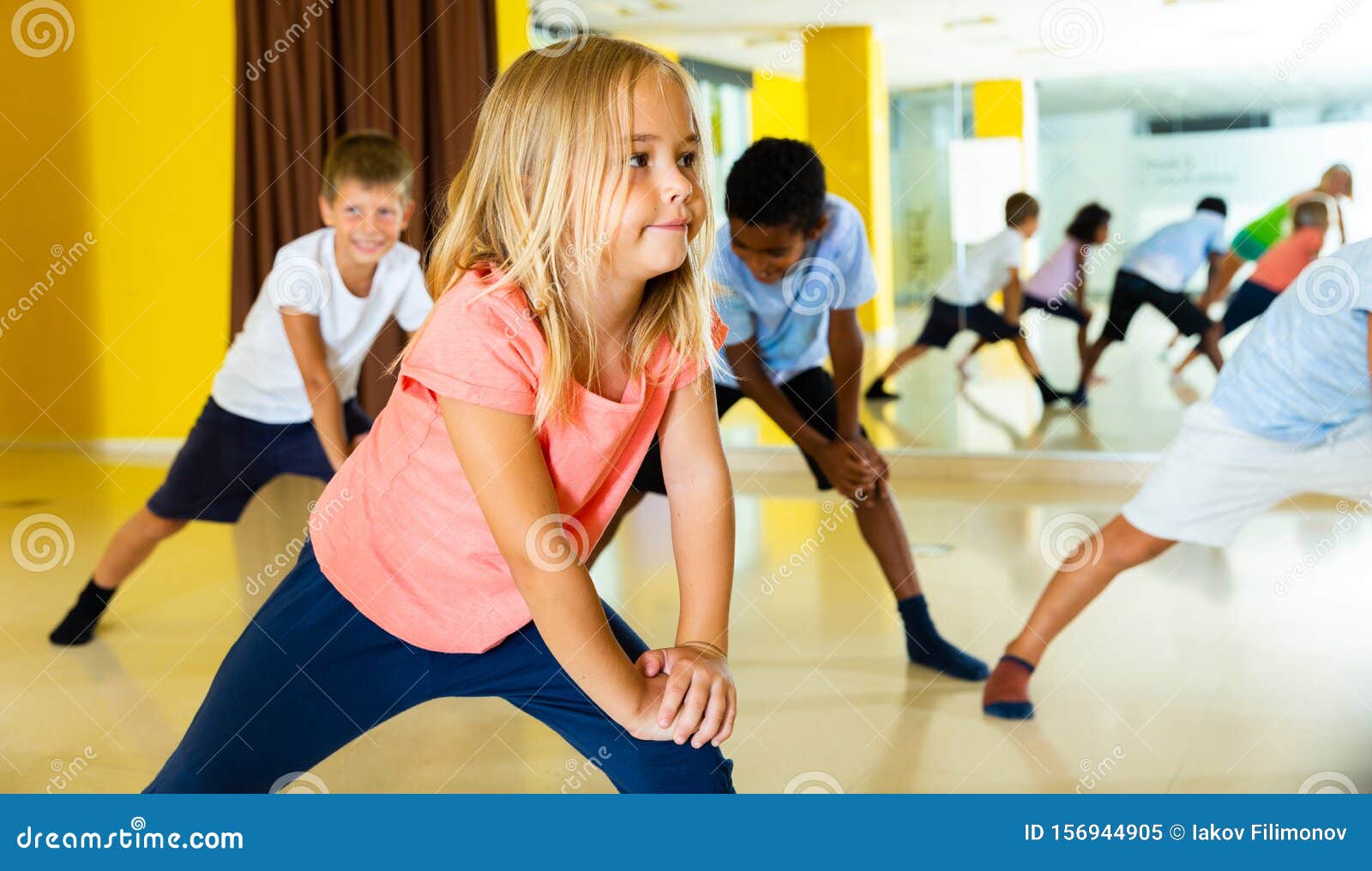 Gymnastics Lesson in School Stock Image - Image of joyful, healthy ...