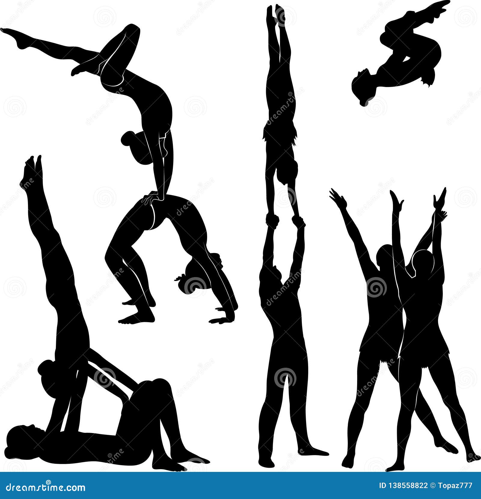 Acrobatics Silhouette Vector Illustration | CartoonDealer.com #73566470