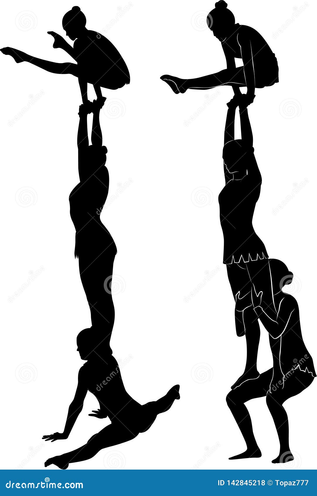 Gymnasts Acrobats Vector Black Silhouette Stock Vector - Illustration ...
