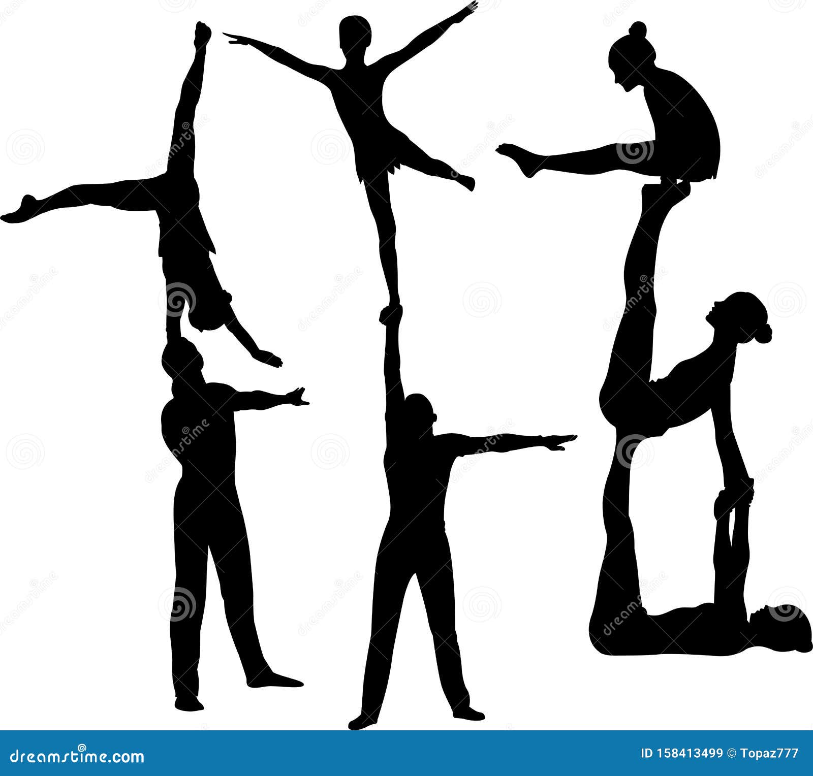 Gymnasts Acrobats Vector Black Silhouette Stock Vector - Illustration ...
