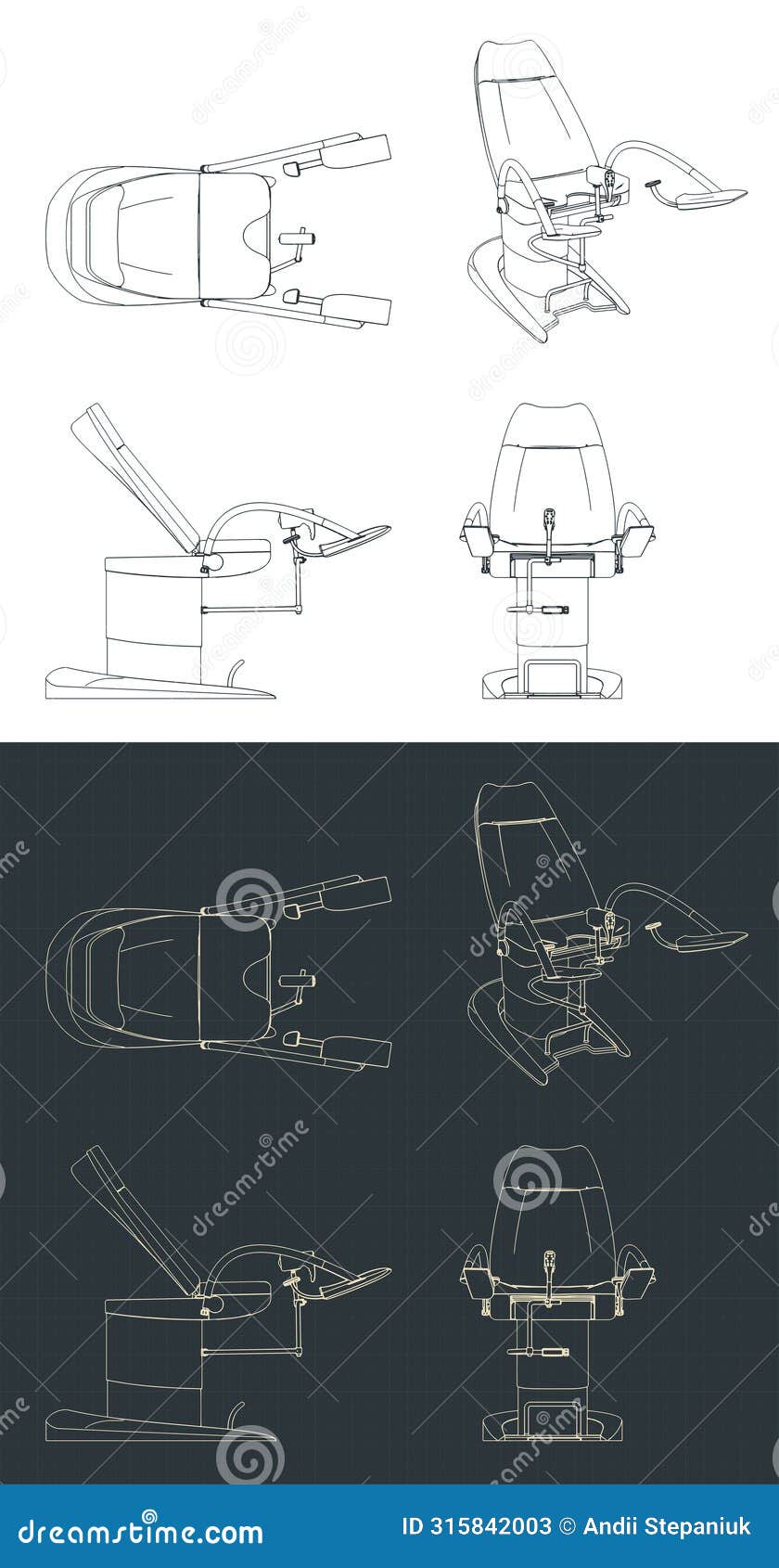 Gynecological Examination Chair Blueprints Stock Vector - Illustration ...