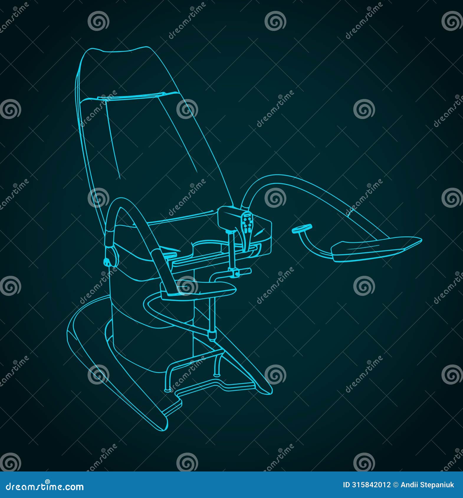 Gynecological Examination Chair Blueprints Cartoon Vector ...