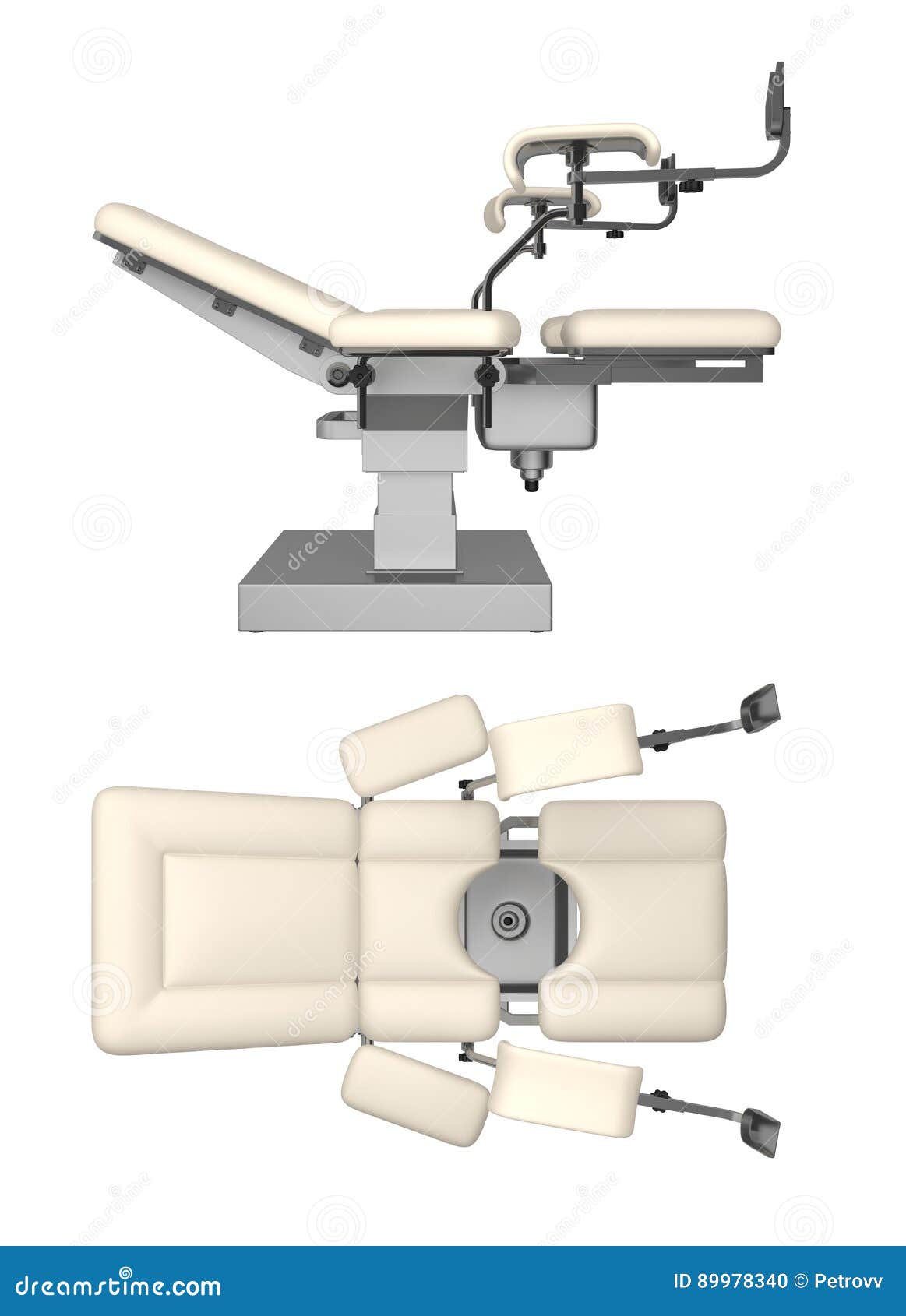 Gynecological Examination Table Isolated on White 3d Rendering Stock ...