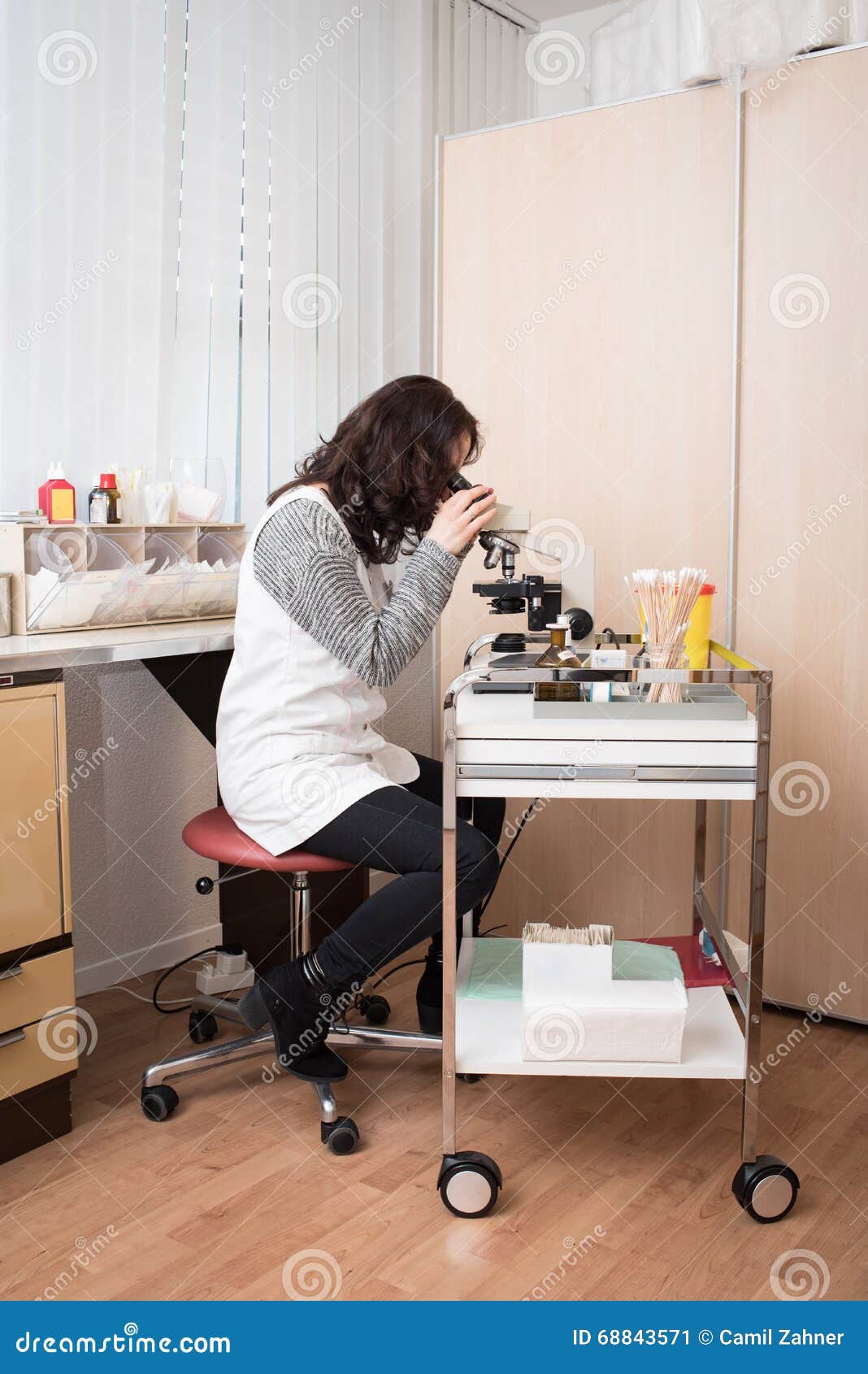 Gynecologist Working with Microscope Stock Image - Image of examination ...