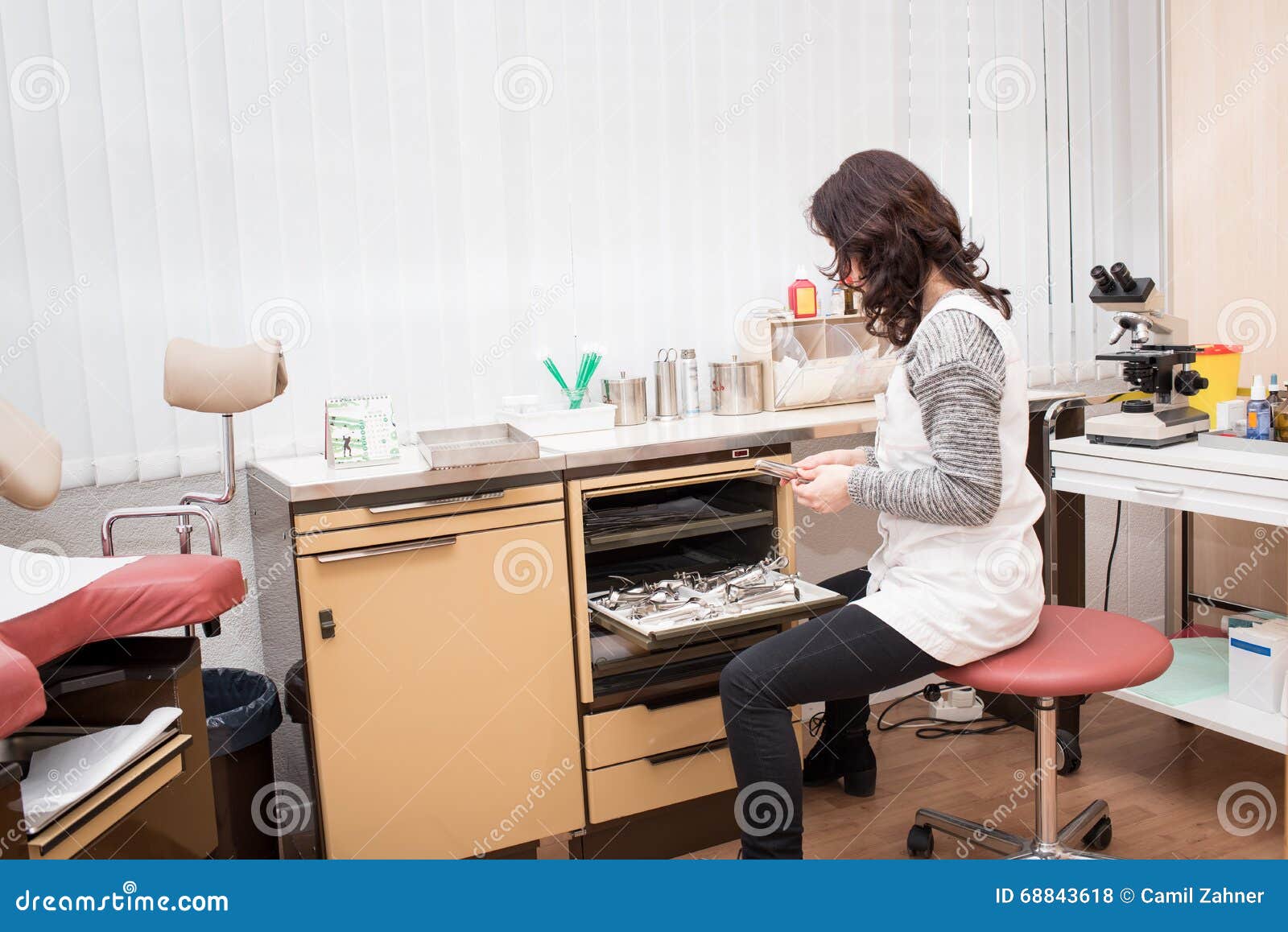 Gynecologist working stock photo. Image of microscopy - 68843618