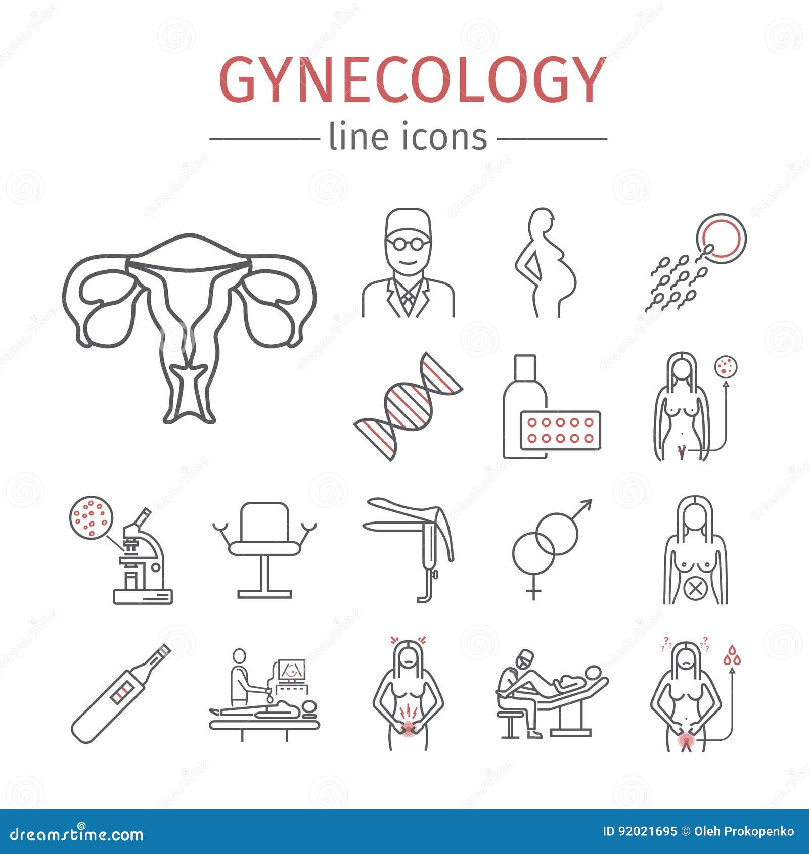 Gynecology. Line icons set stock illustration. Illustration of blood ...