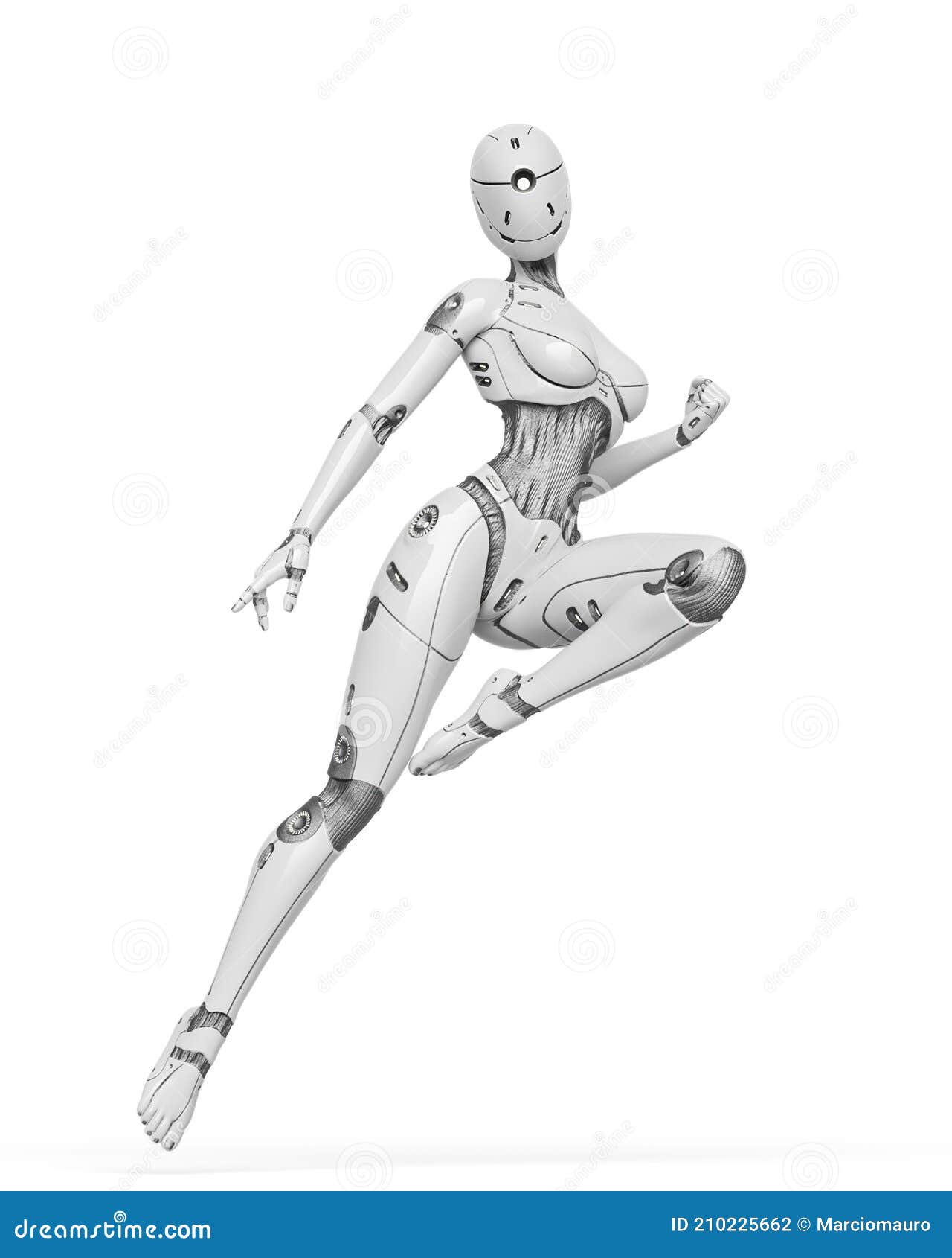 Gynoid Is The Super Fembot Is Doing A Comic Action Pose In White ...
