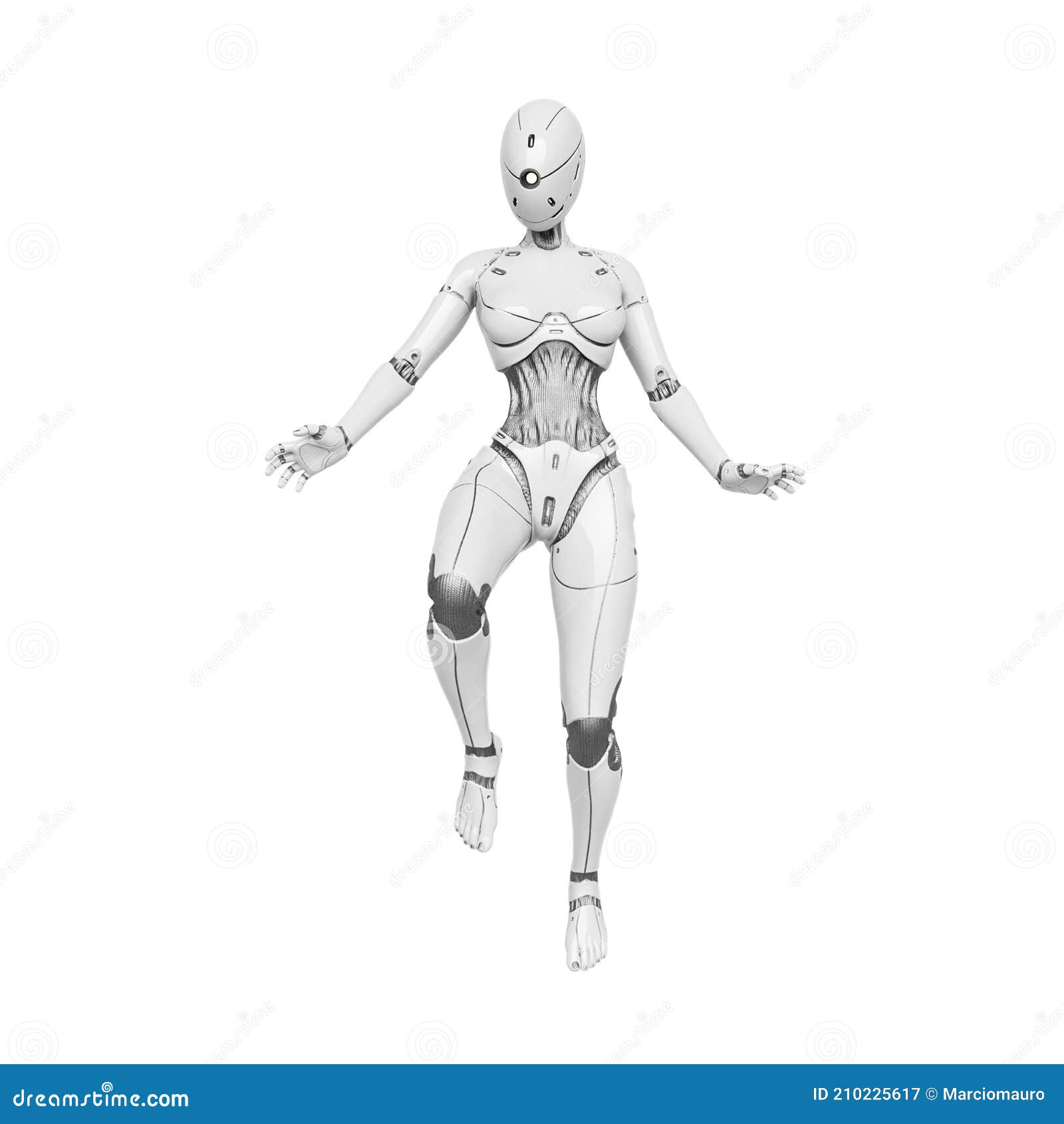 Gynoid is the Super Fembot is Floating in White Background Stock ...