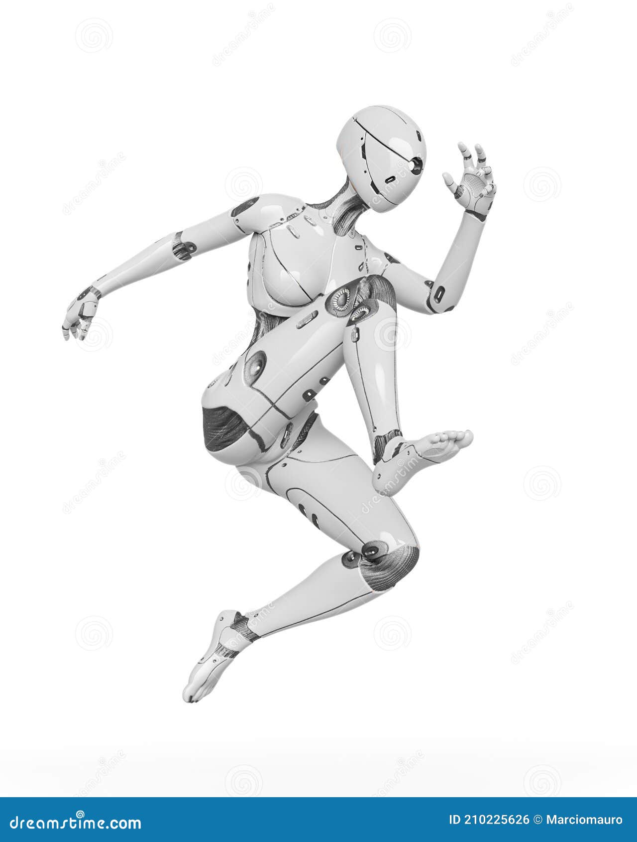 Gynoid is the Super Fembot is Jumping in White Background Stock ...