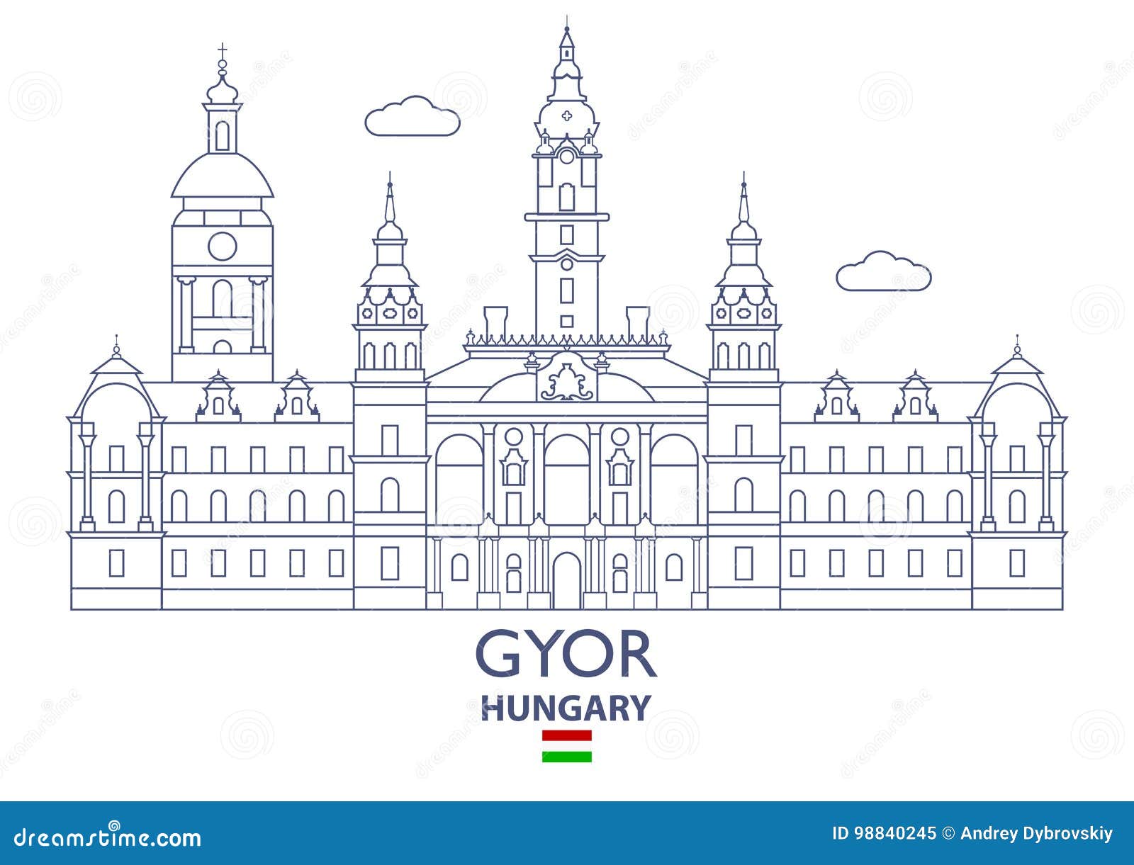 Gyor City Skyline, Hungary stock vector. Illustration of modern - 98840245