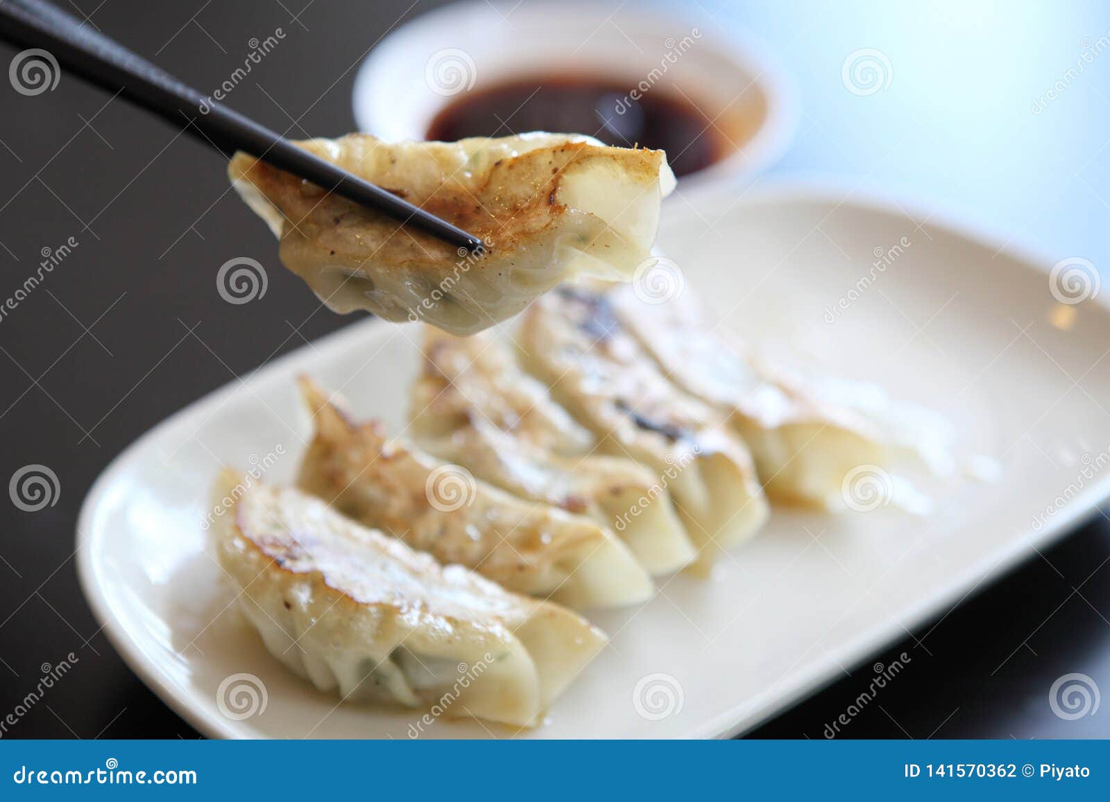 Gyoza on a Plate, Japanese Food Appetizer Stock Photo - Image of china ...