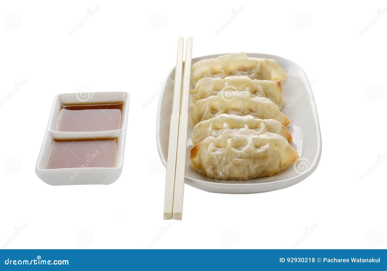 Gyoza on White Plate,gyoza on White Background Stock Photo - Image of ...