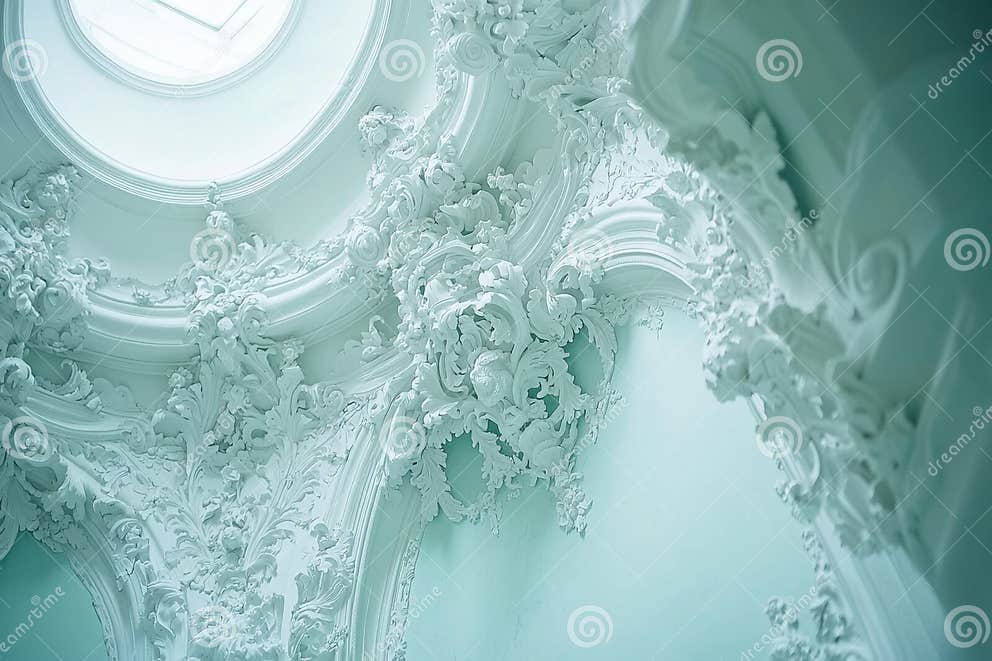Gypsum Bas-relief Details, Rococo Ceiling Stock Image - Image of ...