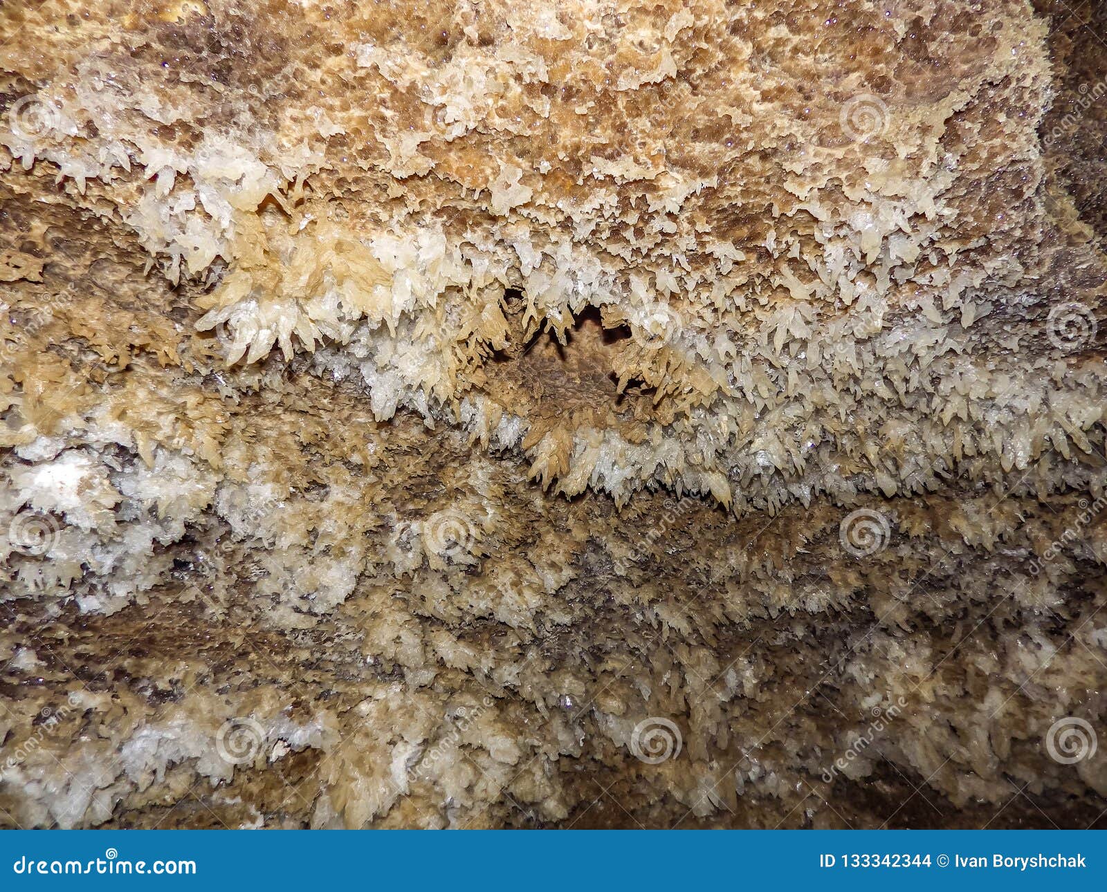 Gypsum crystals in a cave stock photo. Image of cave - 133342344