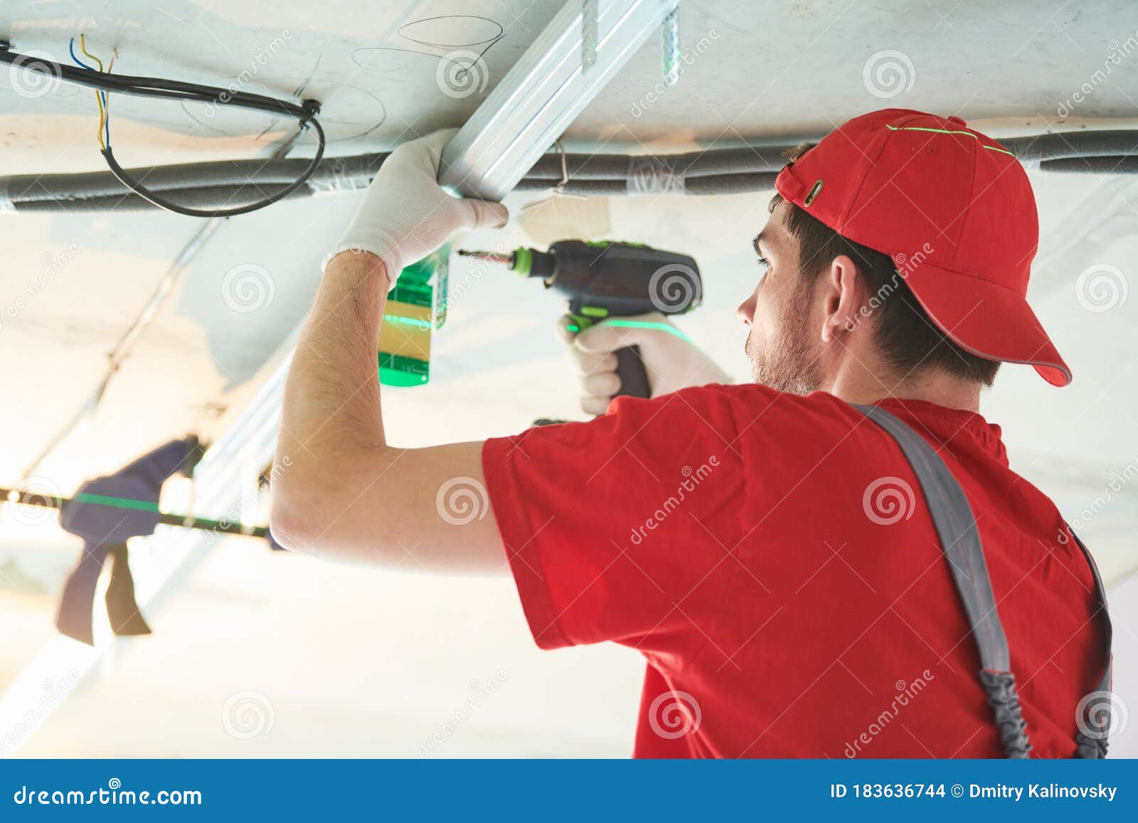 Gypsum Plasterboard Work. Drywall Construction at Home. Contractor ...