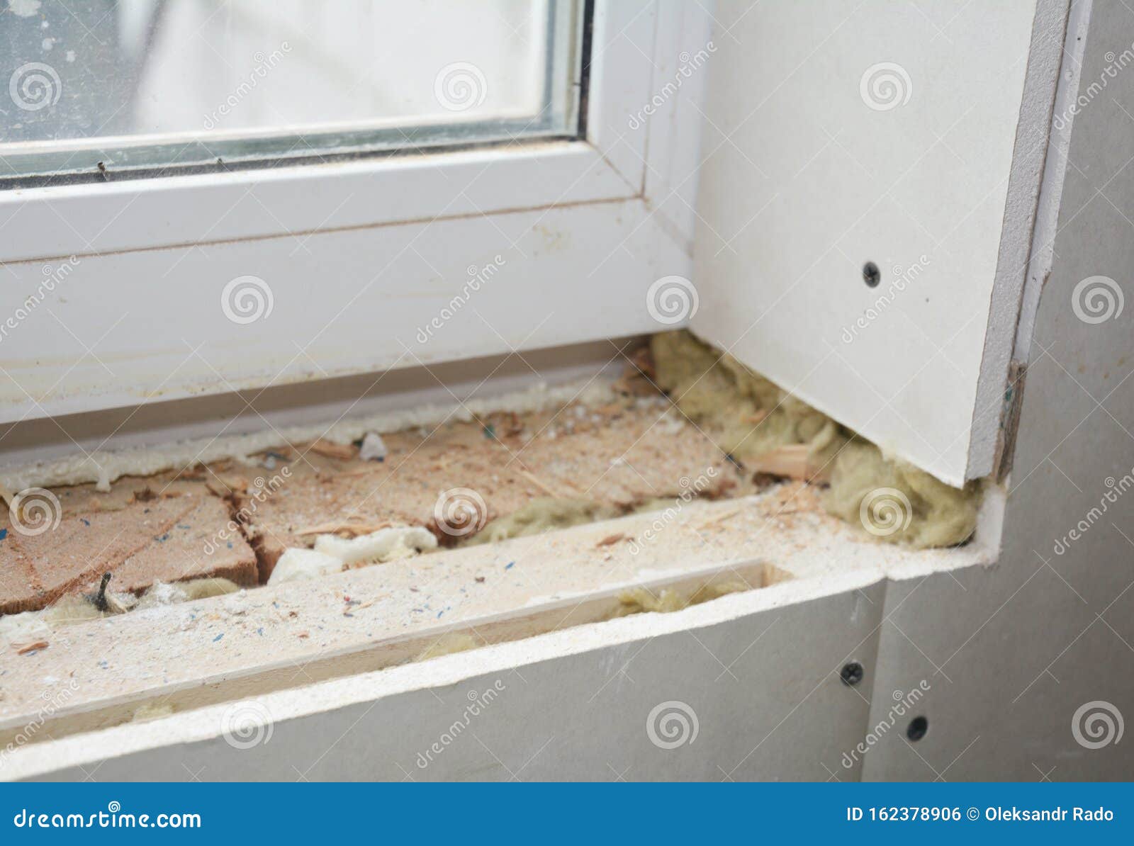 Gypsum Plasterboard Intallation with Mineral Wool Insulation on Window ...