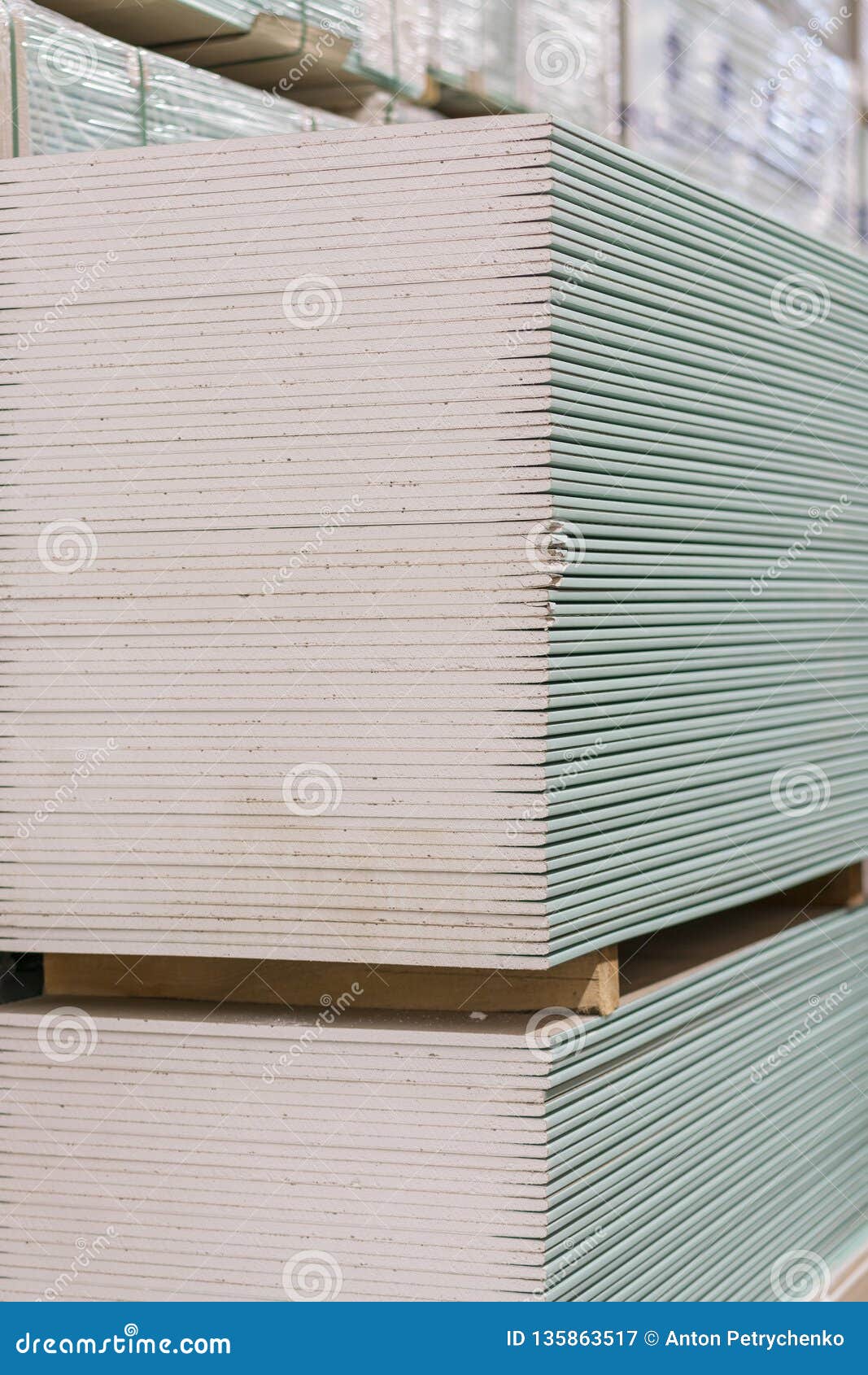 Gypsum Plasterboard in the Pack. the Stack of Gypsum Board Preparing ...