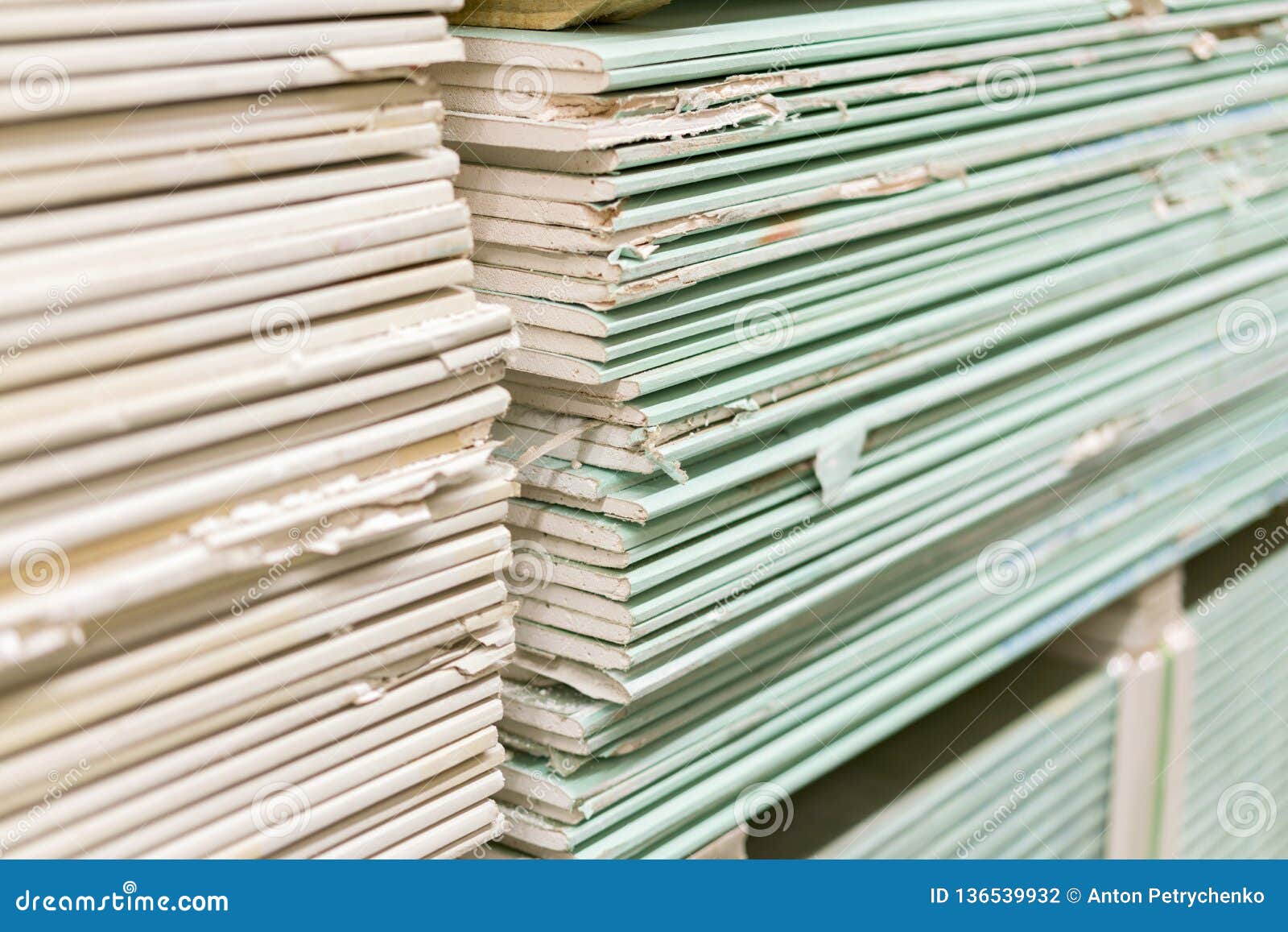 Gypsum Plasterboard in the Pack. the Stack of Gypsum Board Preparing ...