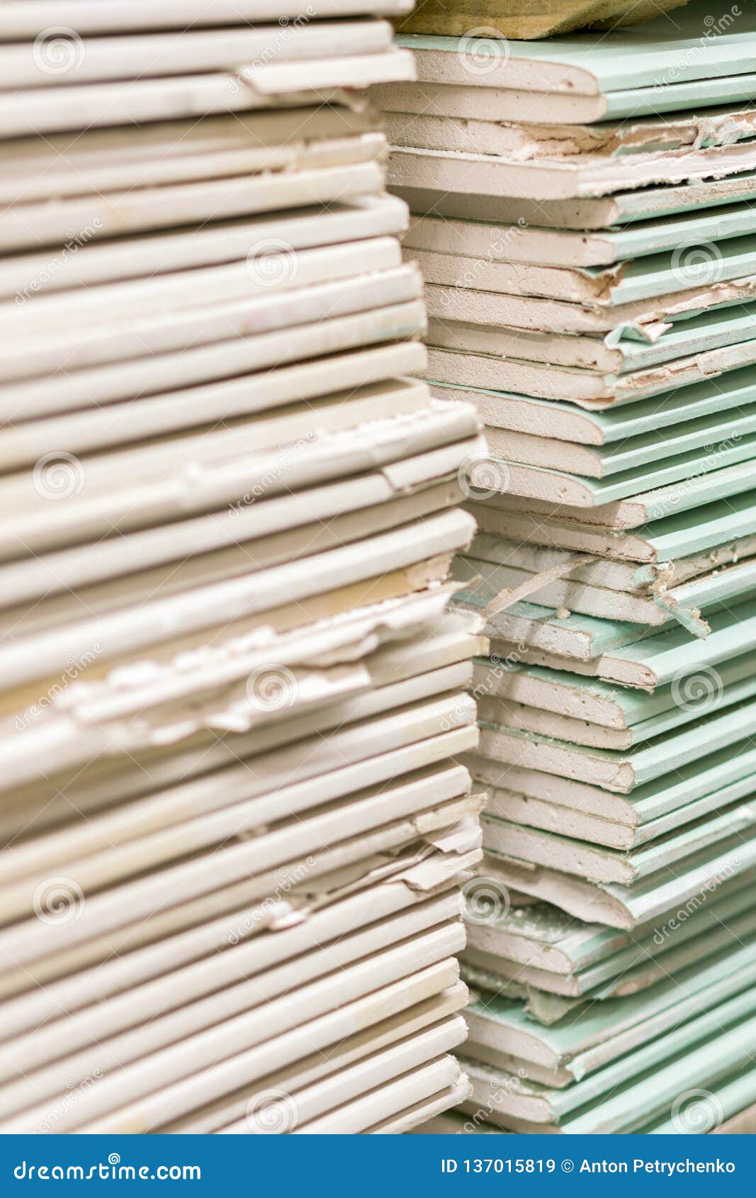 Gypsum Plasterboard in the Pack. the Stack of Gypsum Board Preparing ...