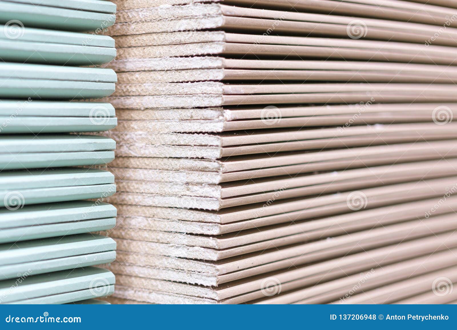 Gypsum Plasterboard in the Pack. the Stack of Gypsum Board Preparing ...