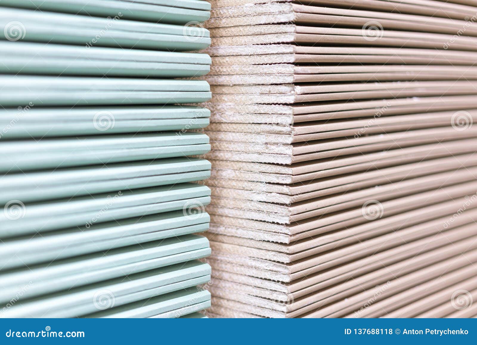 Gypsum Plasterboard in the Pack. the Stack of Gypsum Board Preparing ...
