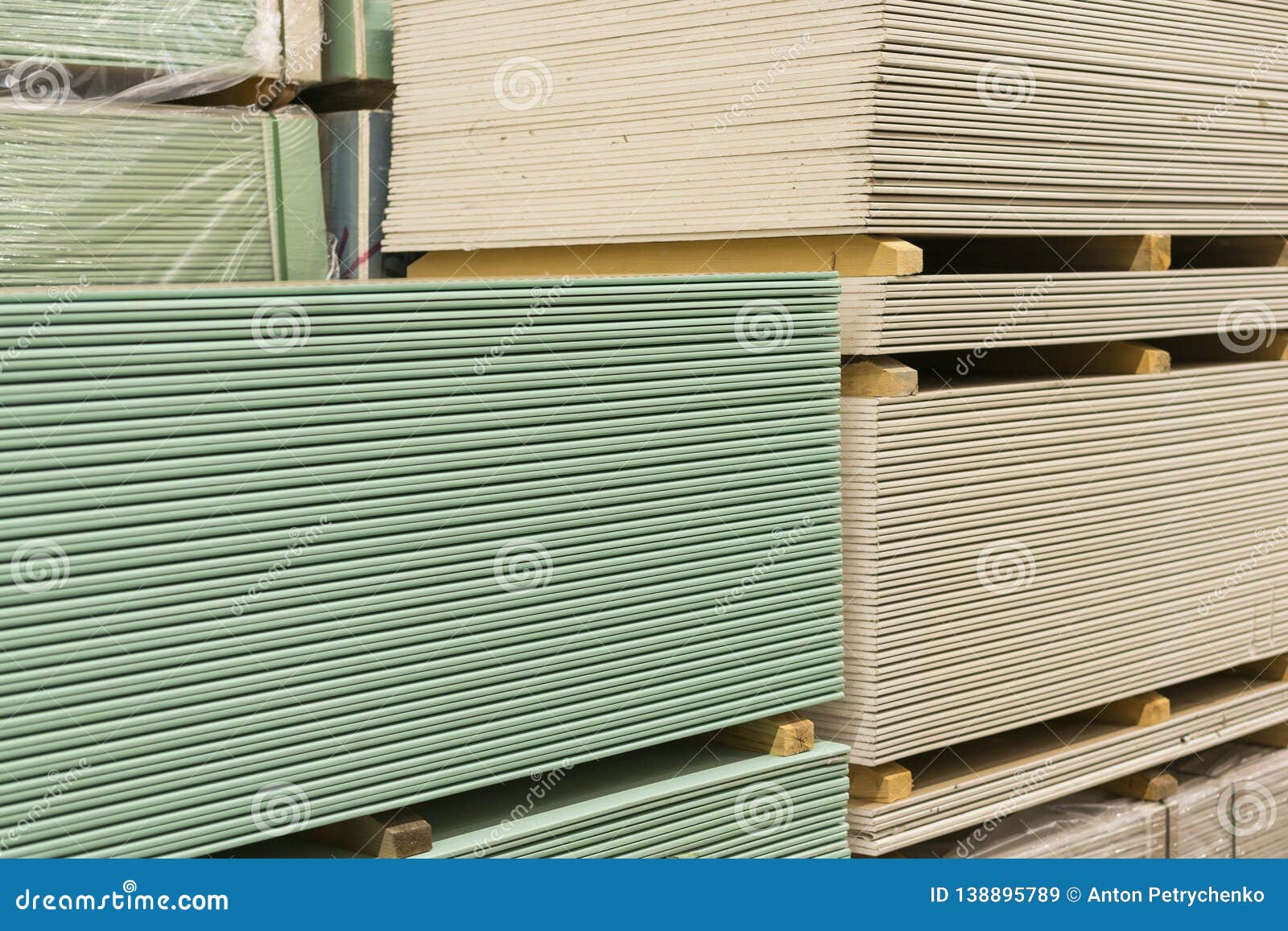 Gypsum Plasterboard in the Pack. the Stack of Gypsum Board Preparing ...