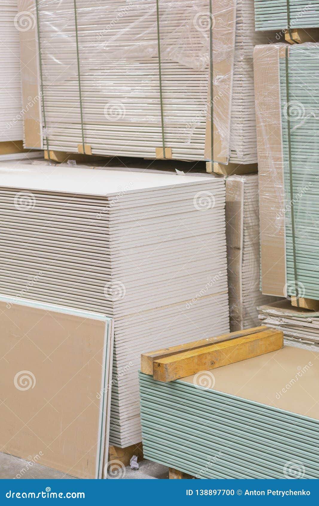 Gypsum Plasterboard in the Pack. the Stack of Gypsum Board Preparing ...