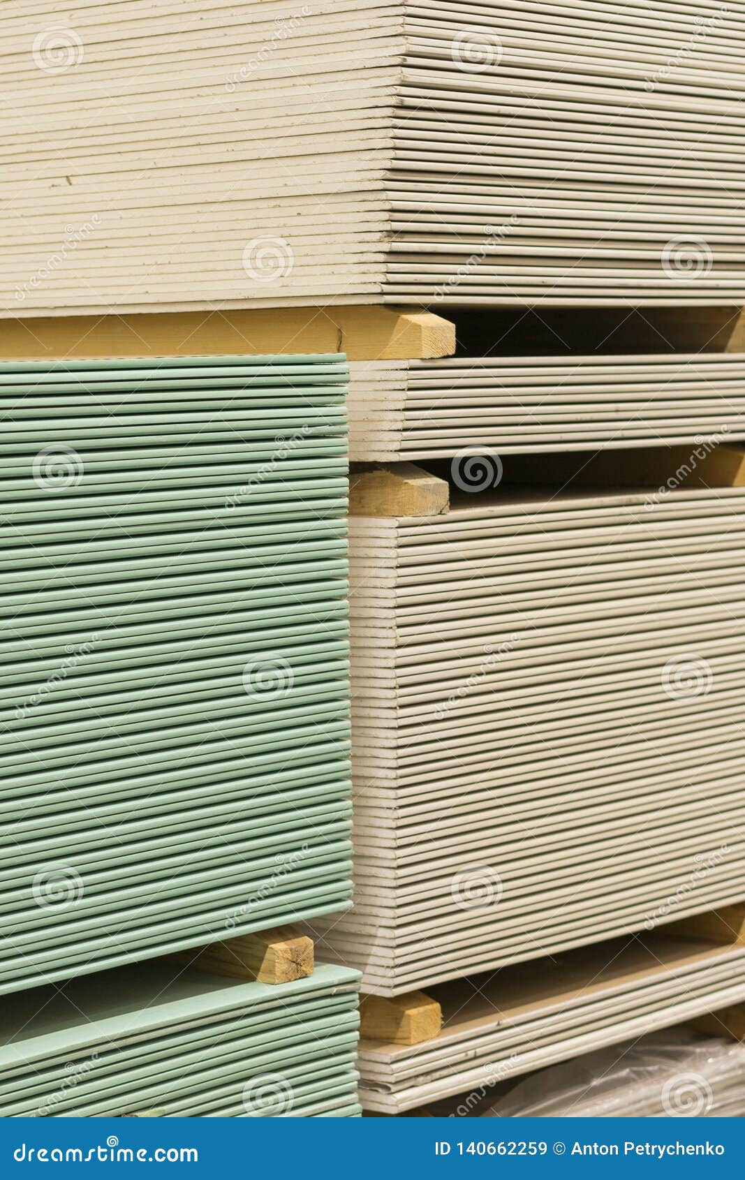 Gypsum Plasterboard in the Pack. the Stack of Gypsum Board Preparing ...