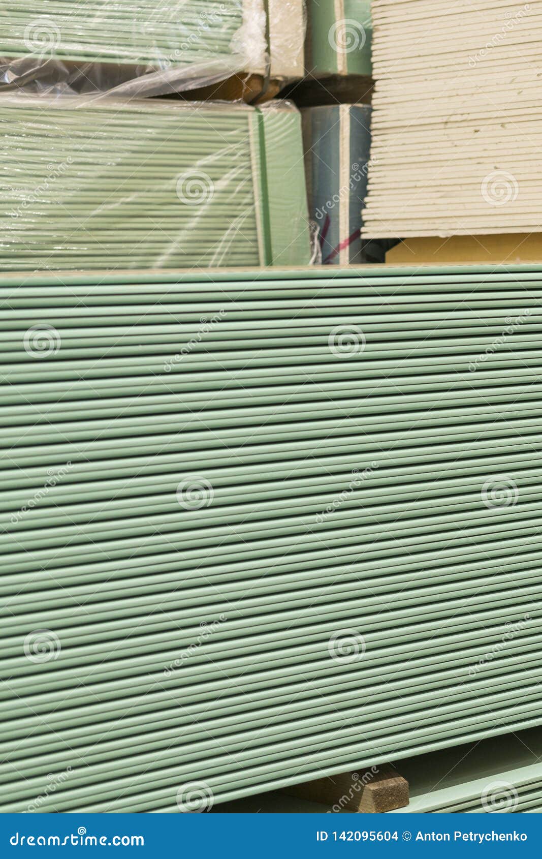 Gypsum Plasterboard in the Pack. the Stack of Gypsum Board Preparing ...