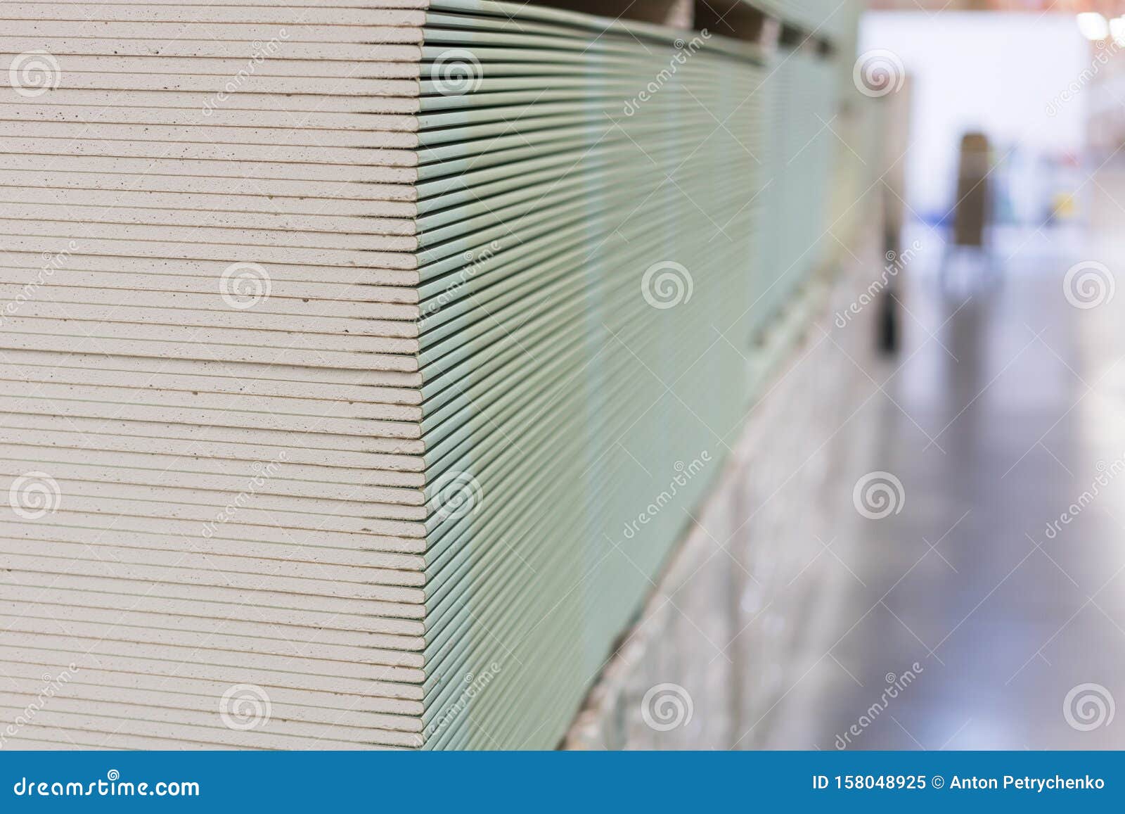 Gypsum Plasterboard in the Pack. the Stack of Gypsum Board Preparing ...