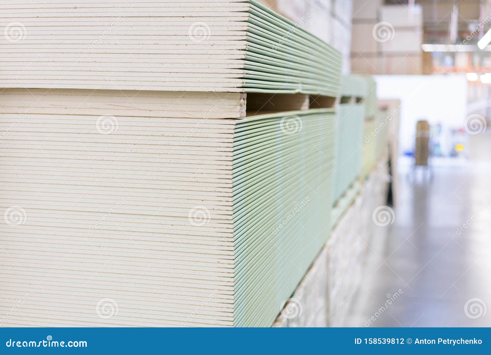 Gypsum Plasterboard in the Pack. the Stack of Gypsum Board Preparing ...