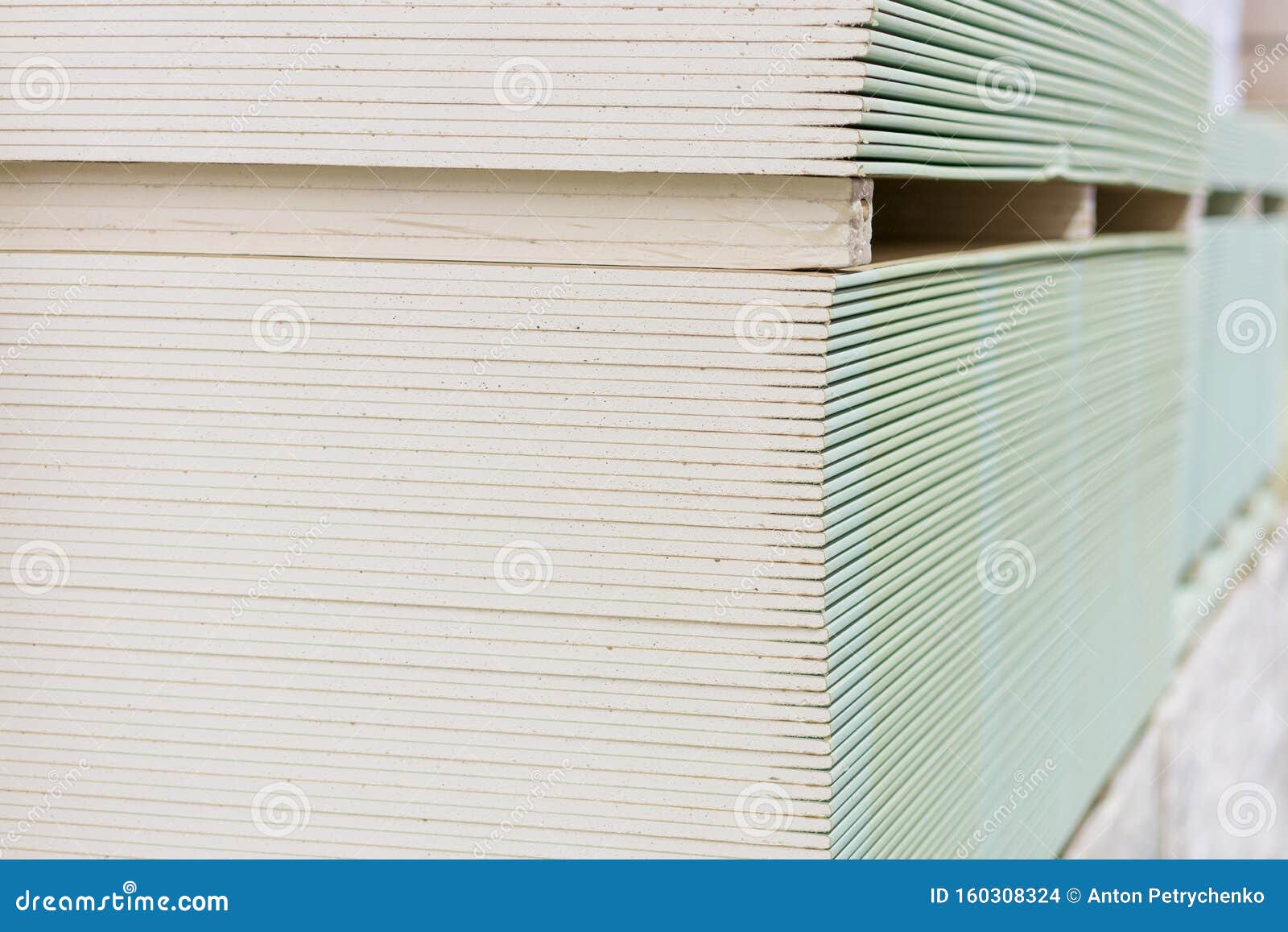 Gypsum Plasterboard in the Pack. the Stack of Gypsum Board Preparing ...