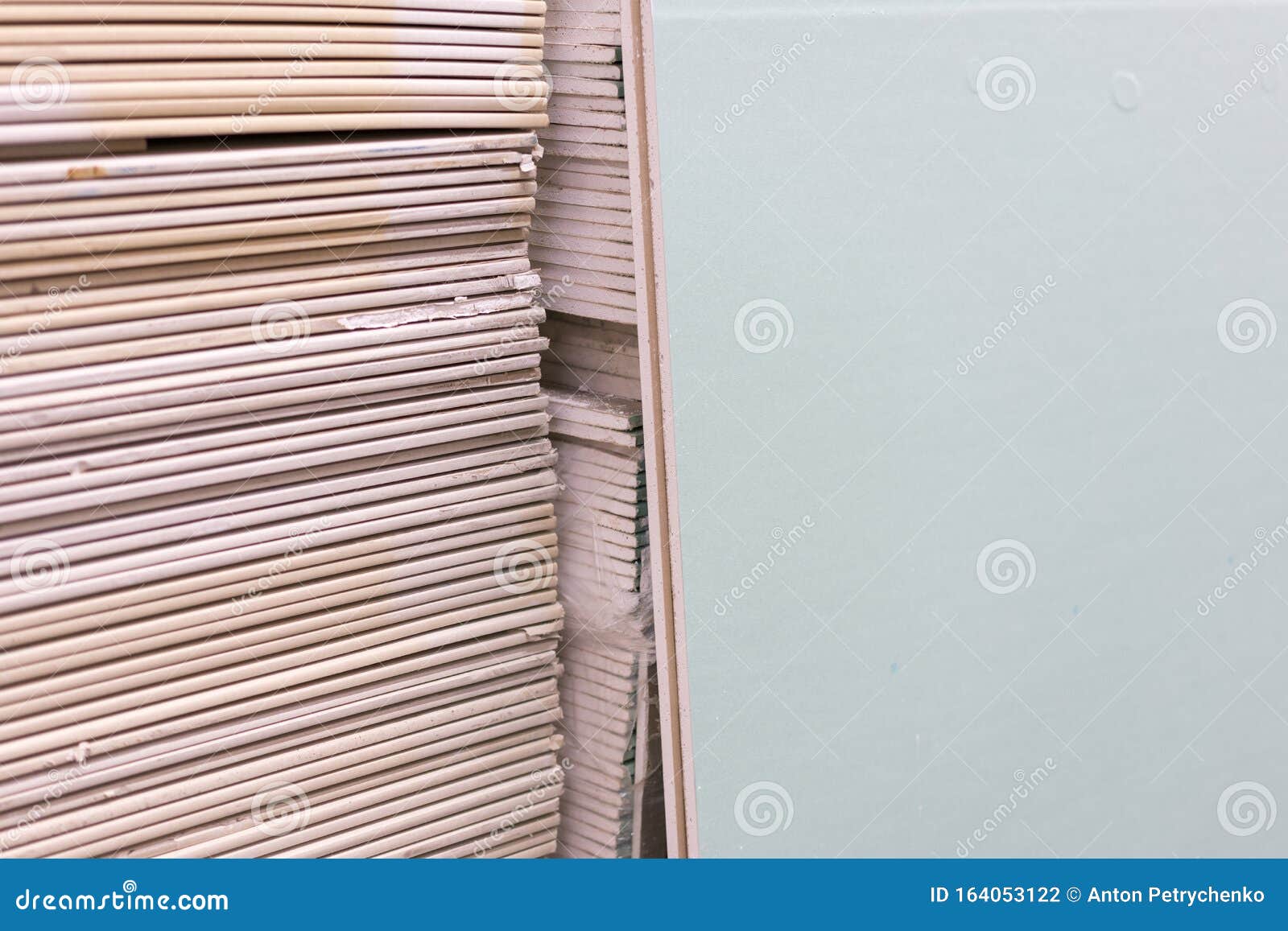 Gypsum Plasterboard in the Pack. the Stack of Gypsum Board Preparing ...
