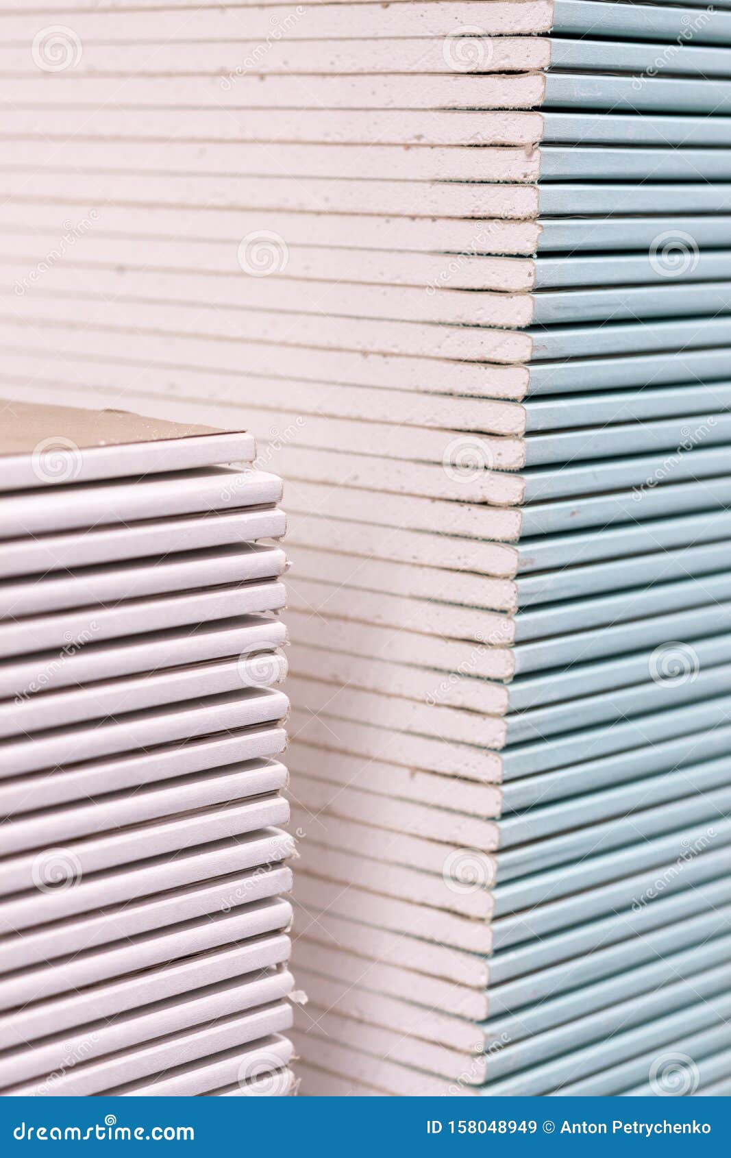 Gypsum Plasterboard in the Pack. the Stack of Gypsum Board Preparing ...