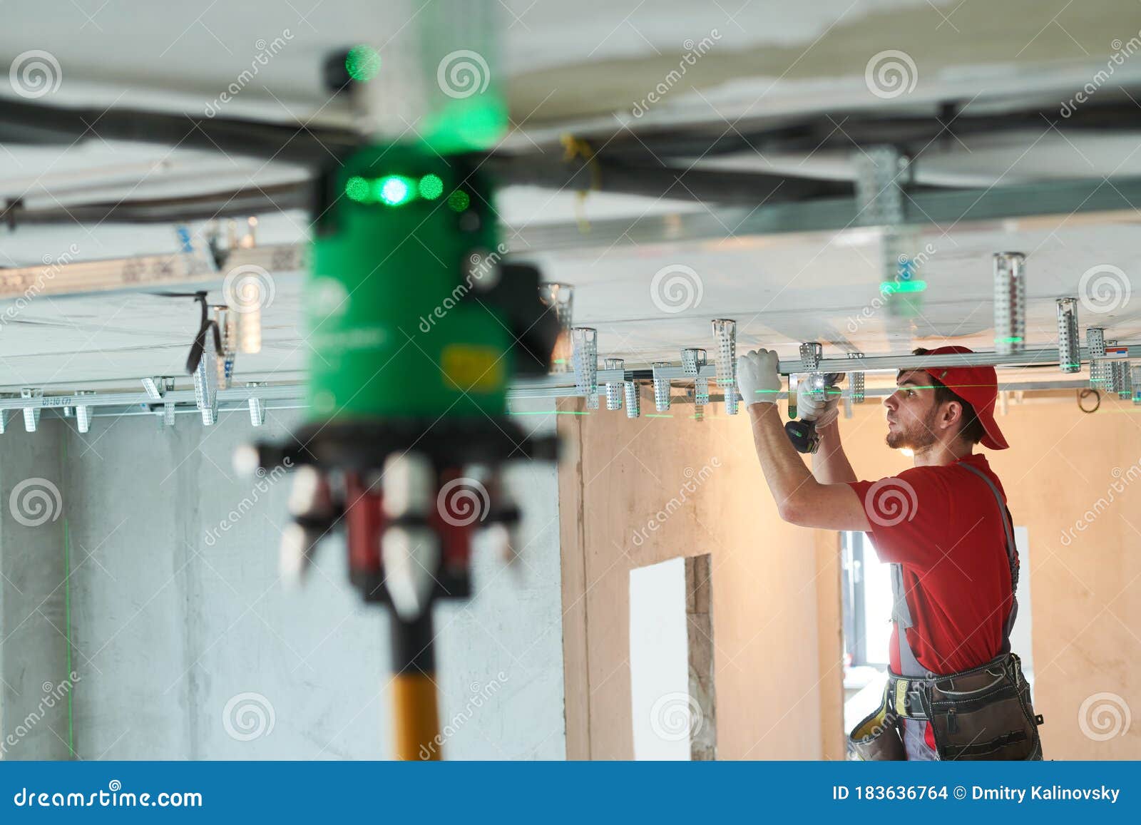 Gypsum Plasterboard Work. Drywall Construction at Home. Contractor ...