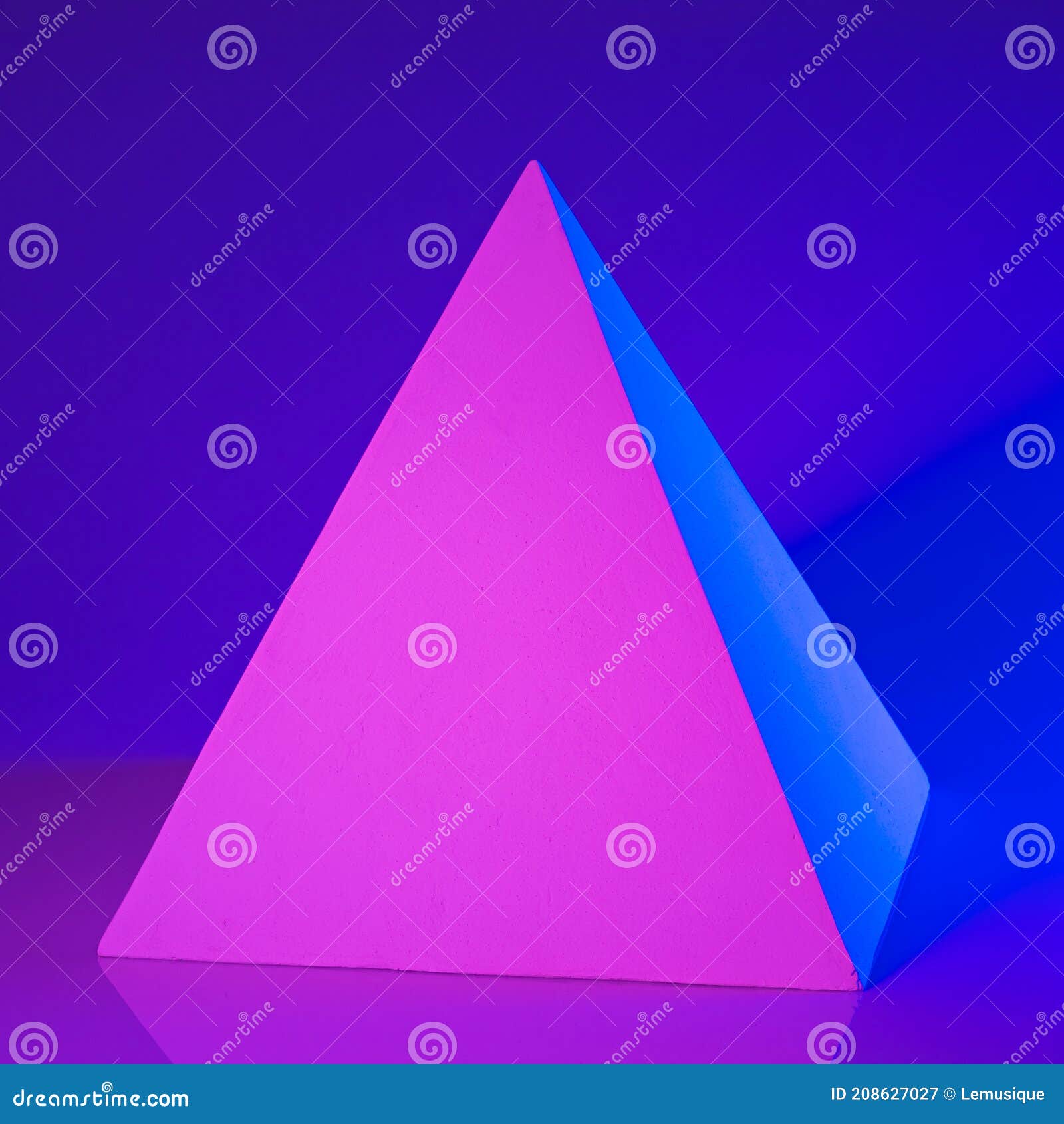 Gypsum Pyramid in Pink and Blue Neon Light Stock Image - Image of ...