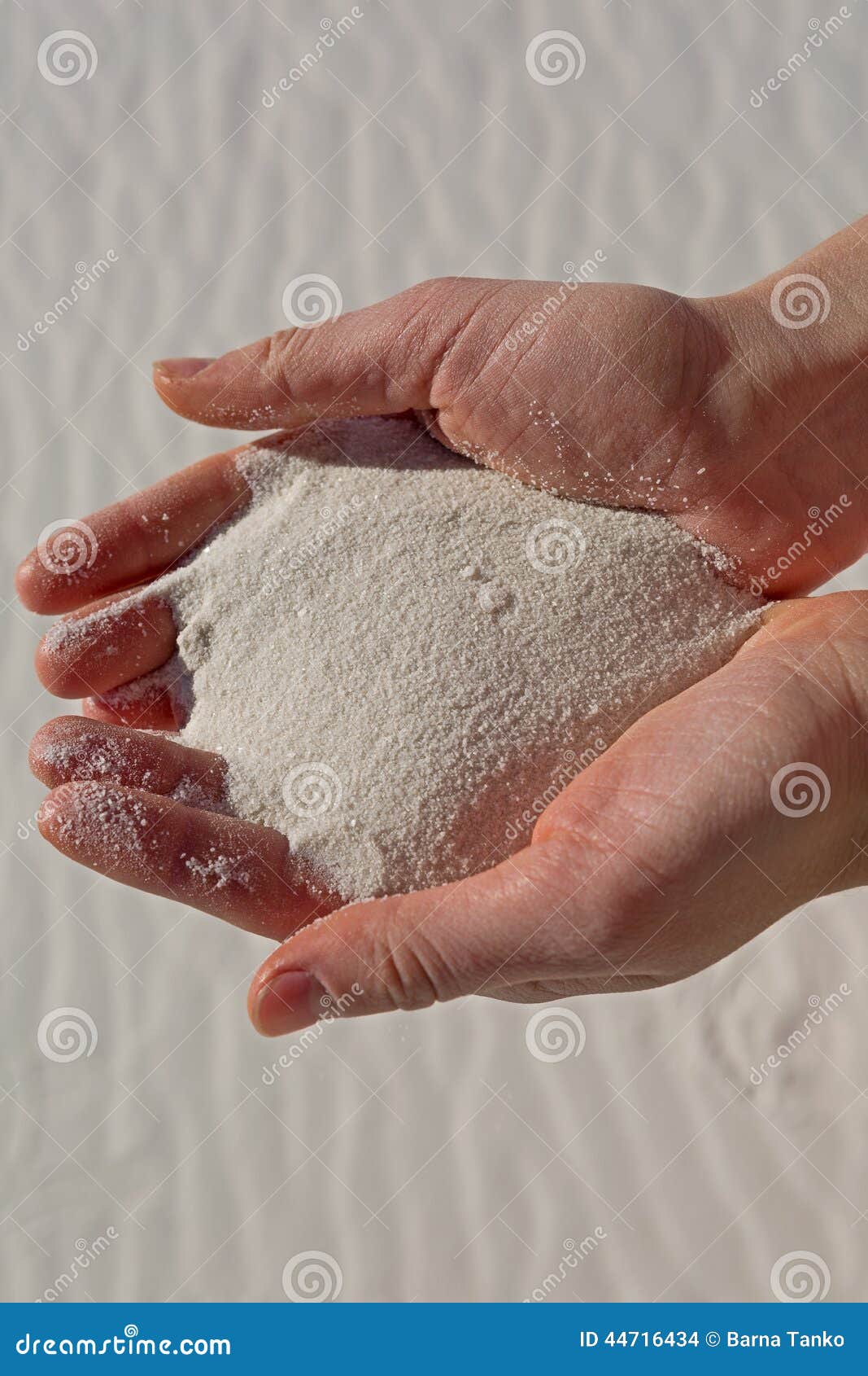 Gypsum sand in hands stock photo. Image of white, sand - 44716434