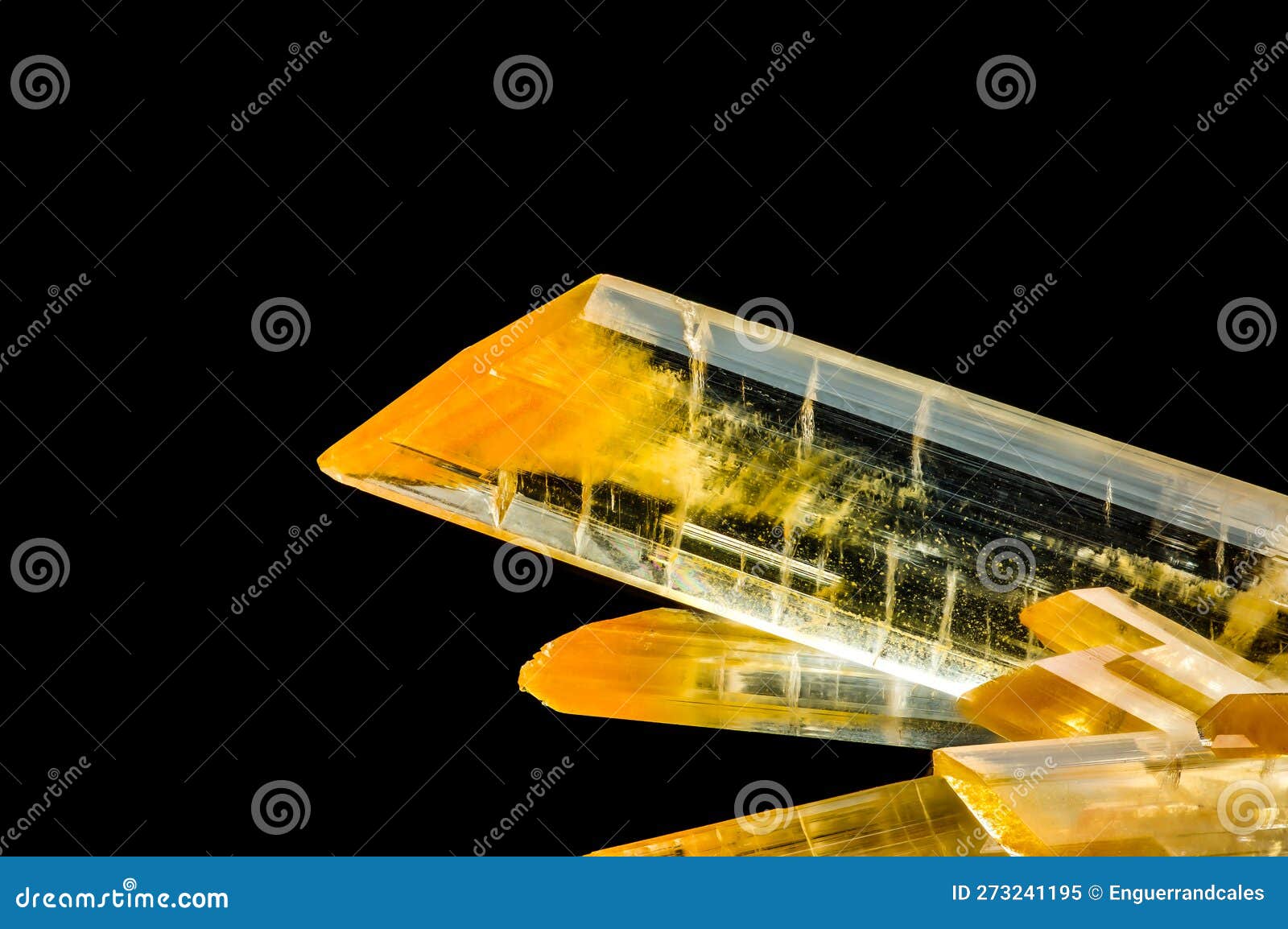 Selenite (gypsum) with Yellow Inclusion Stock Image - Image of lustrous ...