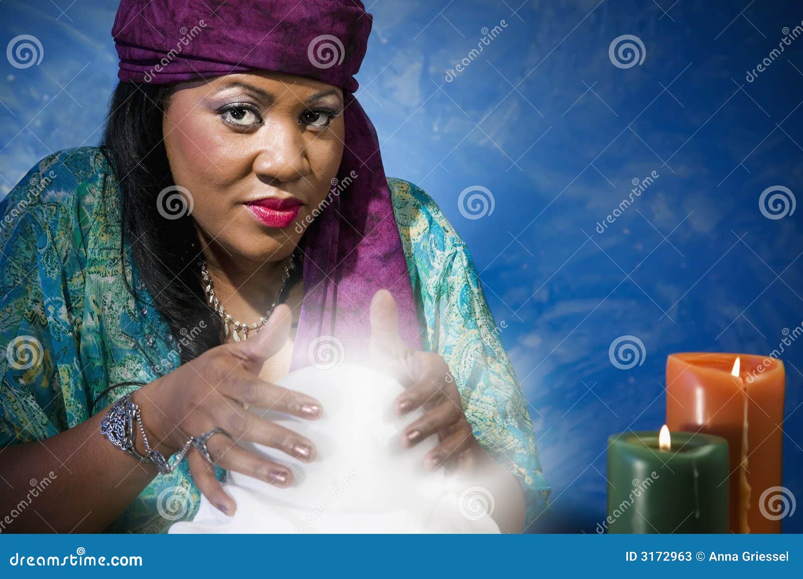 Gypsy Fortune Teller Mixing The Tarot Cards. Stock Photo ...